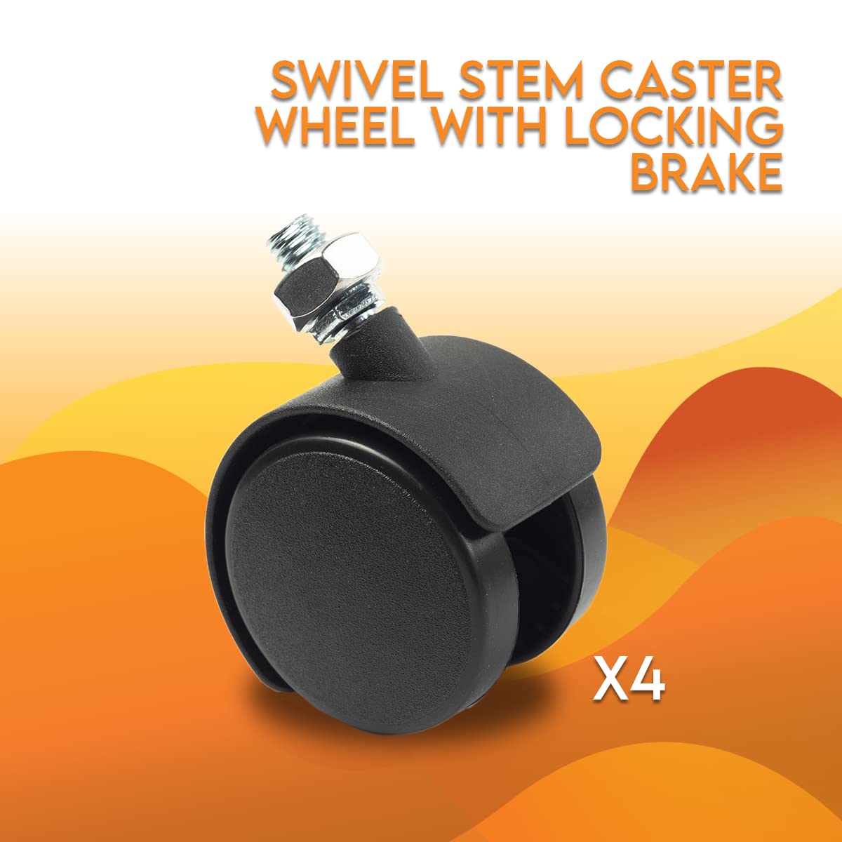 Office Chair Wheels - Set of 4 Replacement 1 3/4" Casters with Locking Brake Safe for All Floors