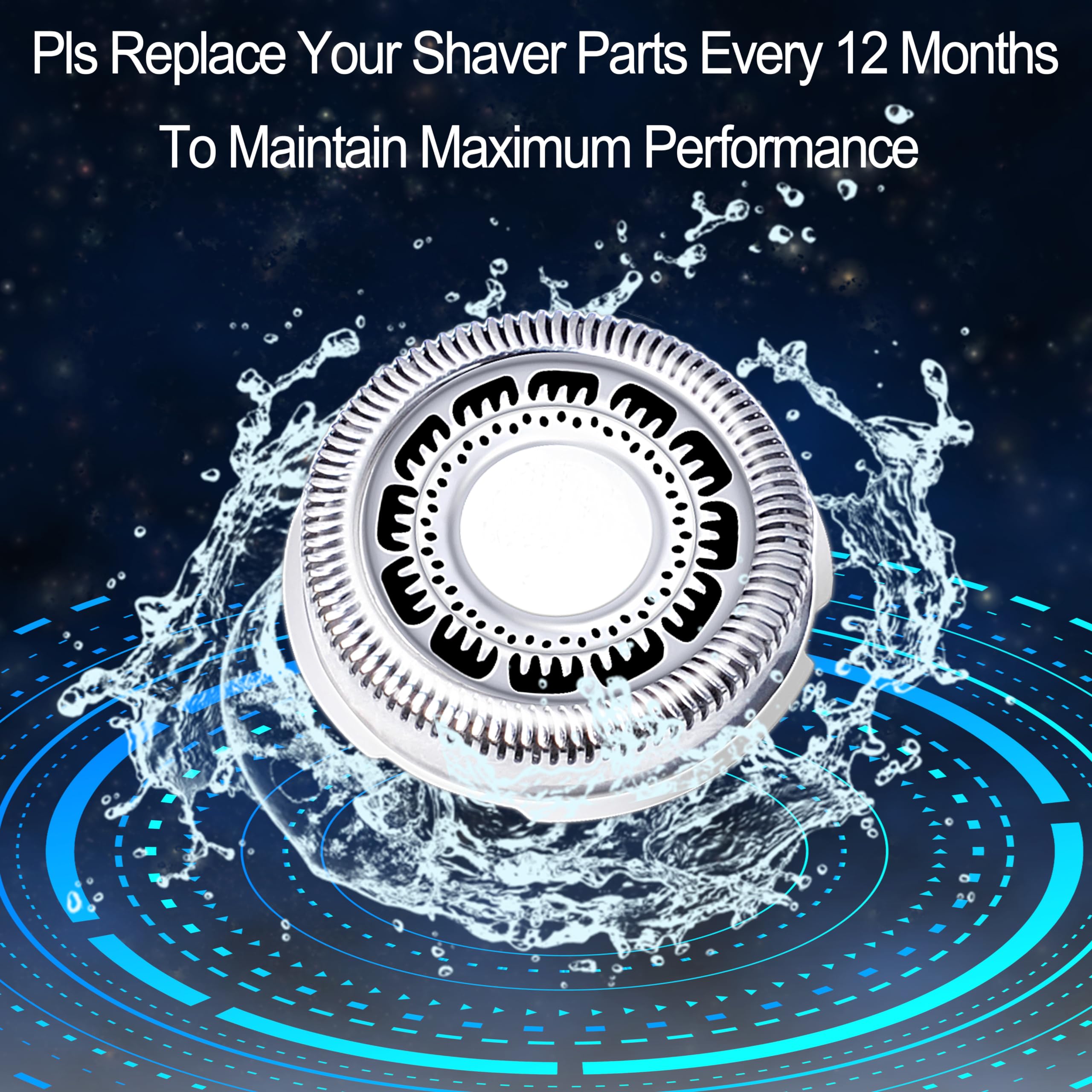 SH60/72 Replacement Heads Compatible with Philipsi Norelcoo Shaver for S6810, S6820, S6850, S6880/81, Replacement Heads for Series 6000 Shavers