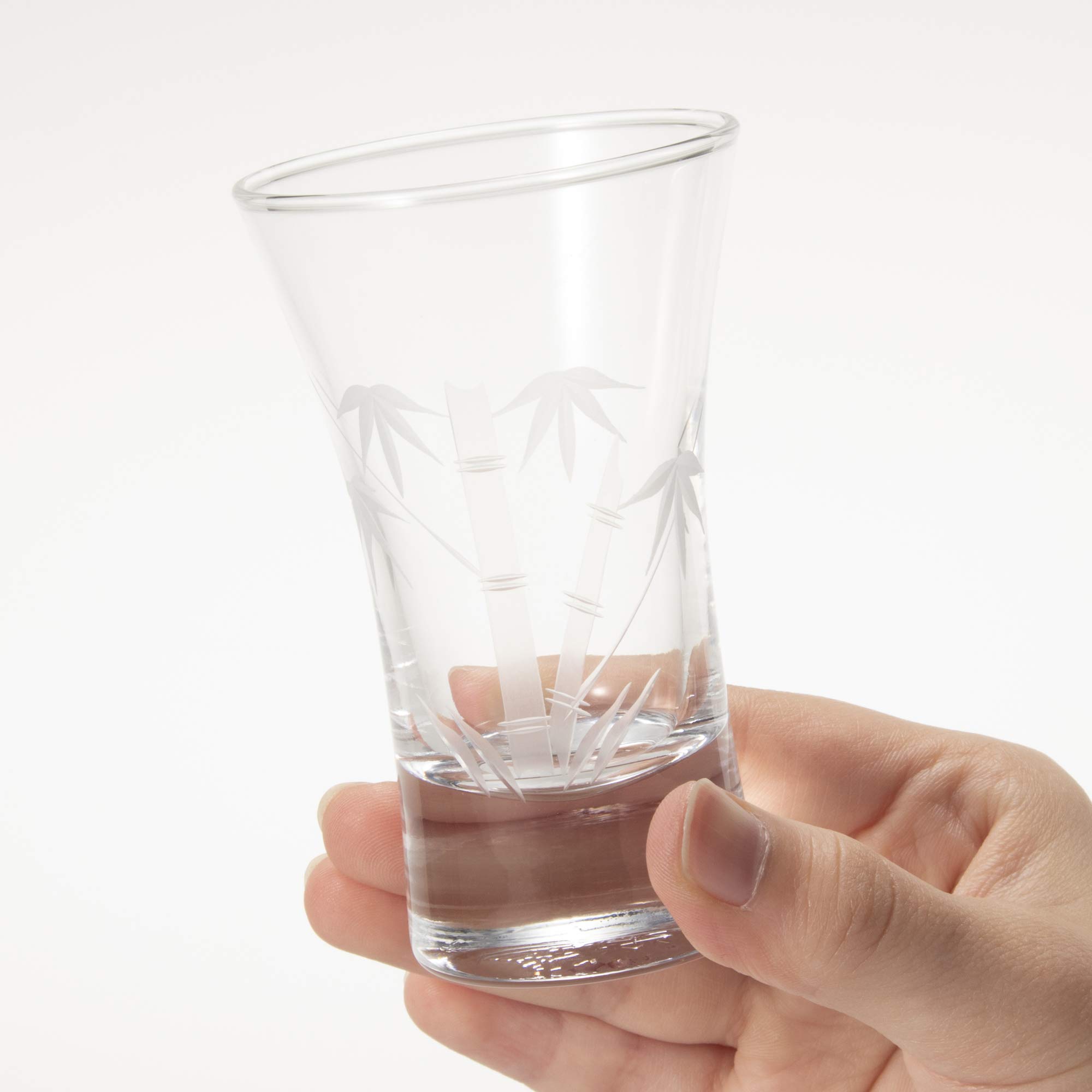 Toyo Sasaki Glass 09112-75 Cold Sake Glass, 4.3 fl oz (110 ml), Kiriko Cup, Bamboo Kiriko Cup, Made in Japan