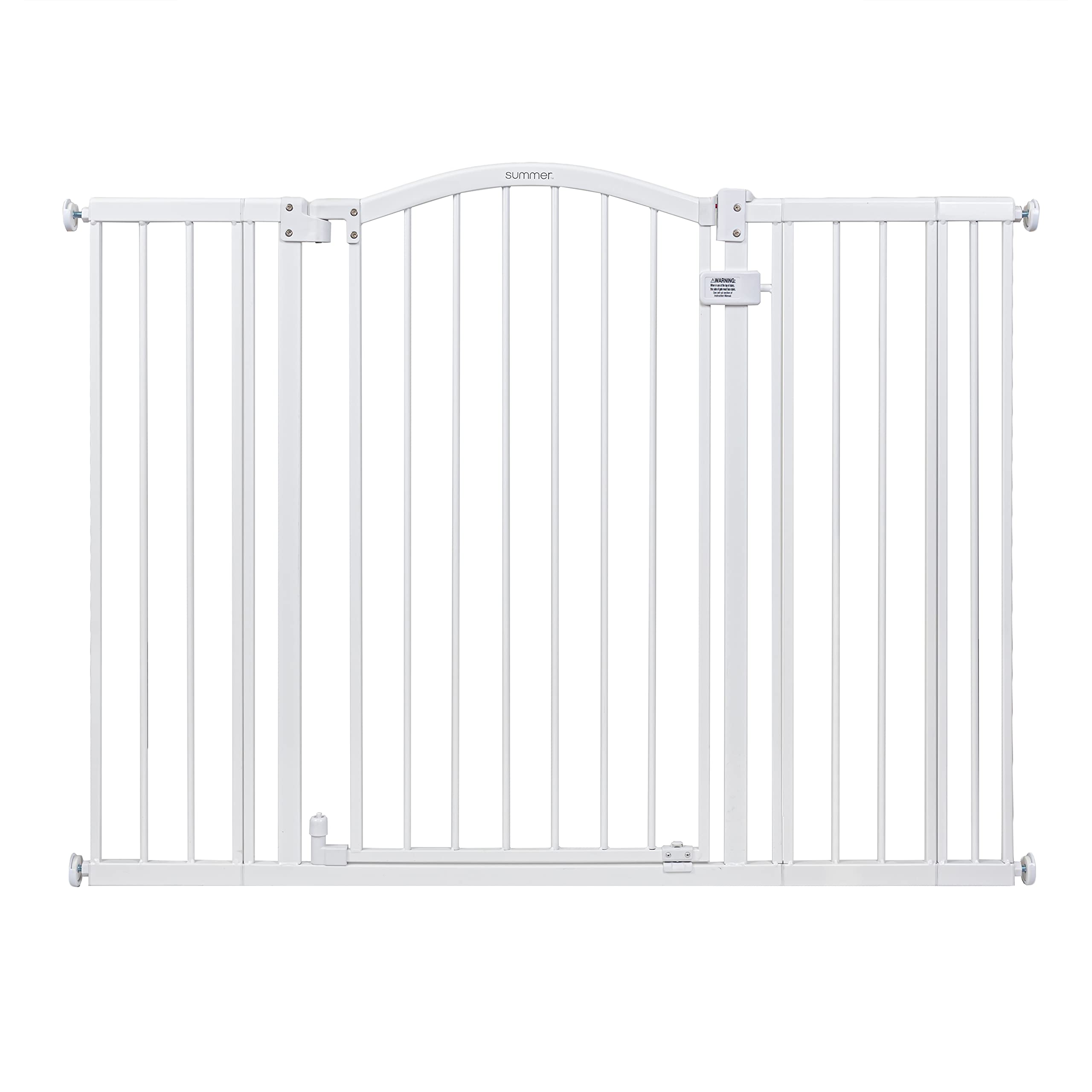 Summer Infant Extra Tall & Wide Safety Pet and Baby Gate, 29.5"-53" Wide, 38" Tall, Pressure or Hardware Mounted, Install on Wall or Banister in Doorway or Stairway, Auto Close Walk-Thru Door - White