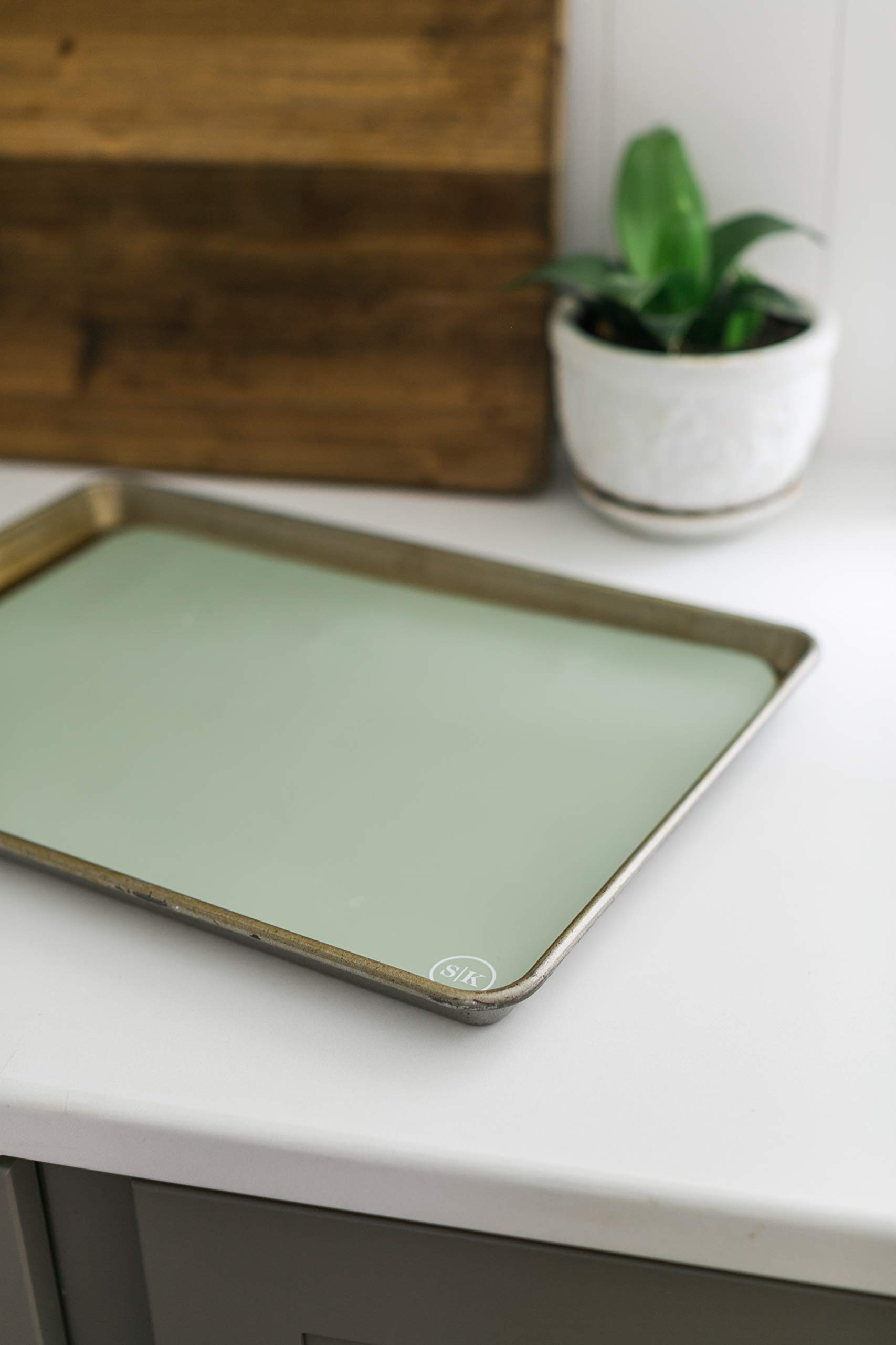 The Silicone Kitchen Silicone Oven Baking Mats BPA Free, Extra Thick, Half Sheet 16 in by 11.75 in, Set of 2, Green and Gray