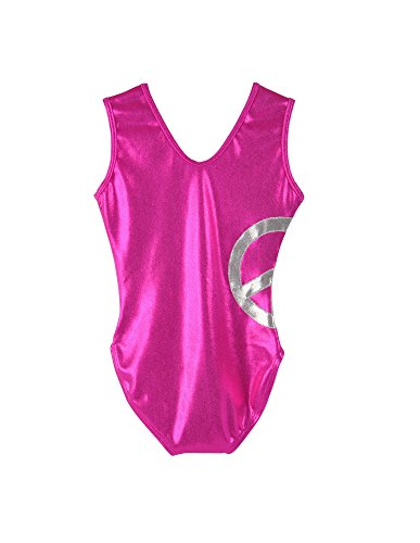 Obersee Girl's Gymnastics Leotard, Pink Peace, CS