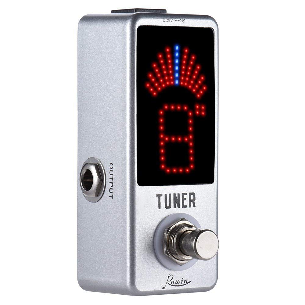 Rowin High Precision Guitar Chromatic Tuner Pedal with 9V DC 1A Pedal Power Supply