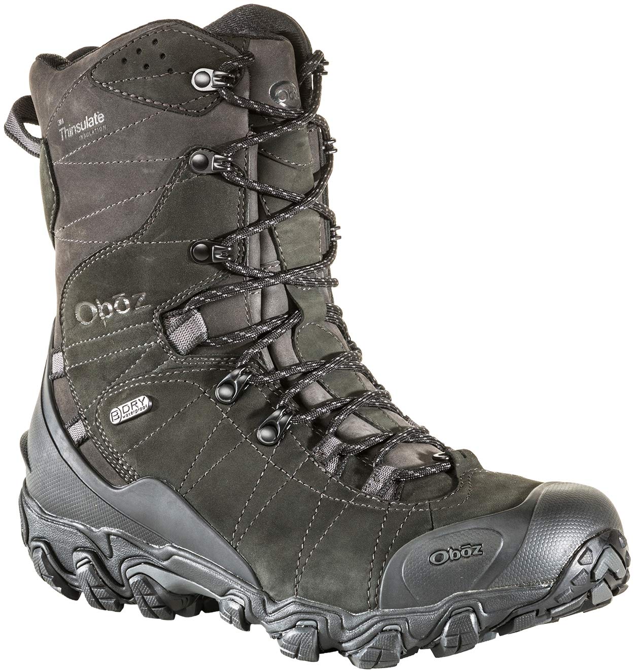 Oboz Bridger 10" Insulated B-DRY Hiking Boots - Men's Carbon Black 11.5
