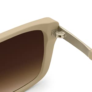 TOPFOXX - Rayz - Designer Square Sunglasses for Women Oversized - Total UV 400 Protection - Designed with IG Beauty Guru Raya Coleman (One Size, Nude)