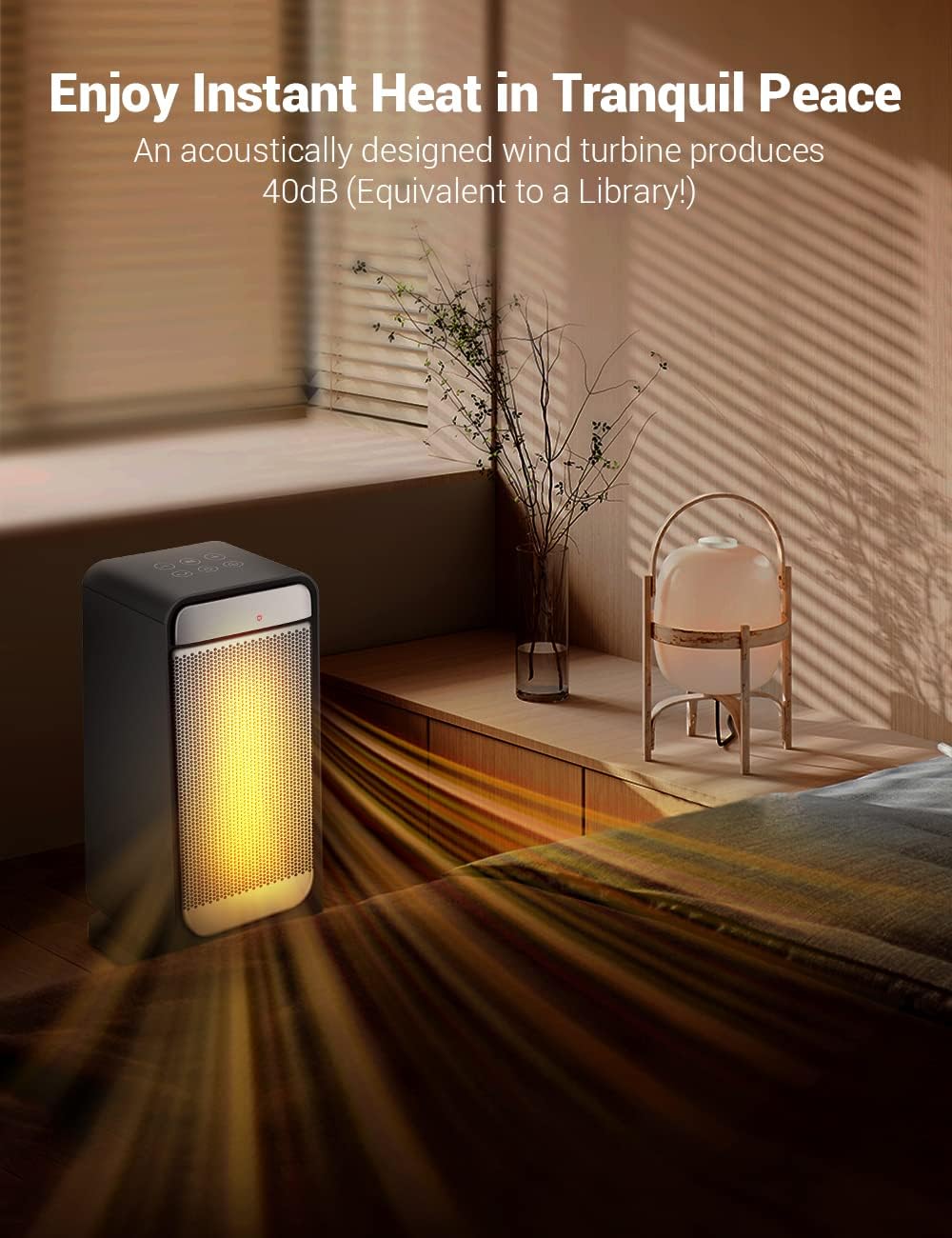 Wind Talk Space Heaters for Indoor Use, 1500W Ceramic Electric Heater, Portable Heater with Thermostat, Oscillating Room Tower Heater Safety for Office Bedroom Use with 4 Modes, 24h Timer, LED Display