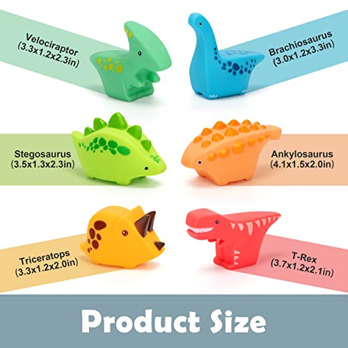XDUOYJOY Dinosaur Baby Bath Toys Water Gun Squirt Set for Infants Toddlers Bathtub Beach Pool, Stacking Toy for Kids, 6 Pack