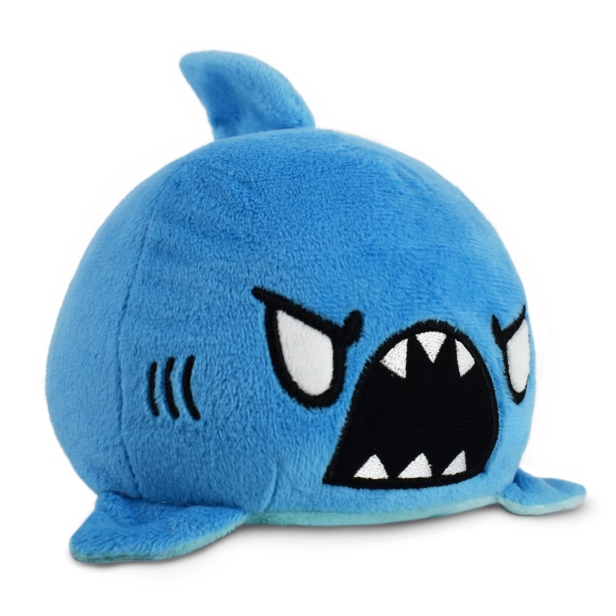 TeeTurtle - The Original Reversible Shark Plushie - Blue with Sunglasses - Cute Sensory Fidget Stuffed Animals That Show Your Mood