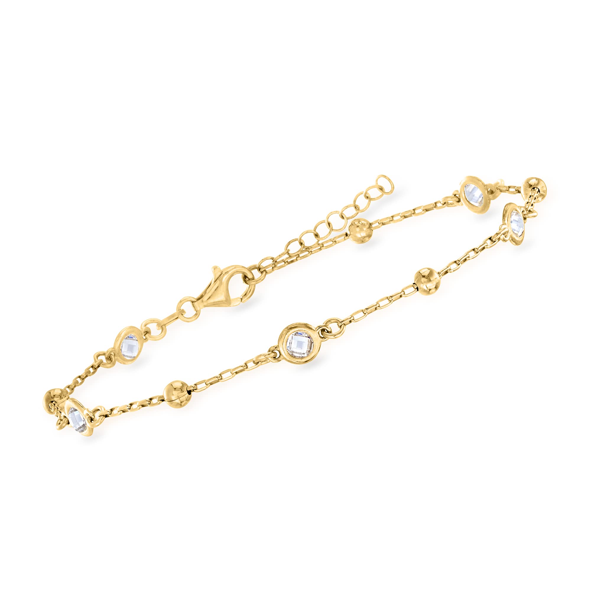 Ross-Simons Italian 1.15 ct. t.w. Bezel-Set CZ Station Anklet