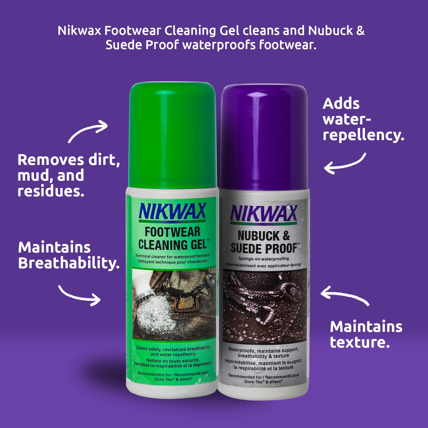 Nikwax Nubuck & Suede Footwear Clean/Waterproof DUO-Pack, Sponge-On, 8.4 oz. / 250ml