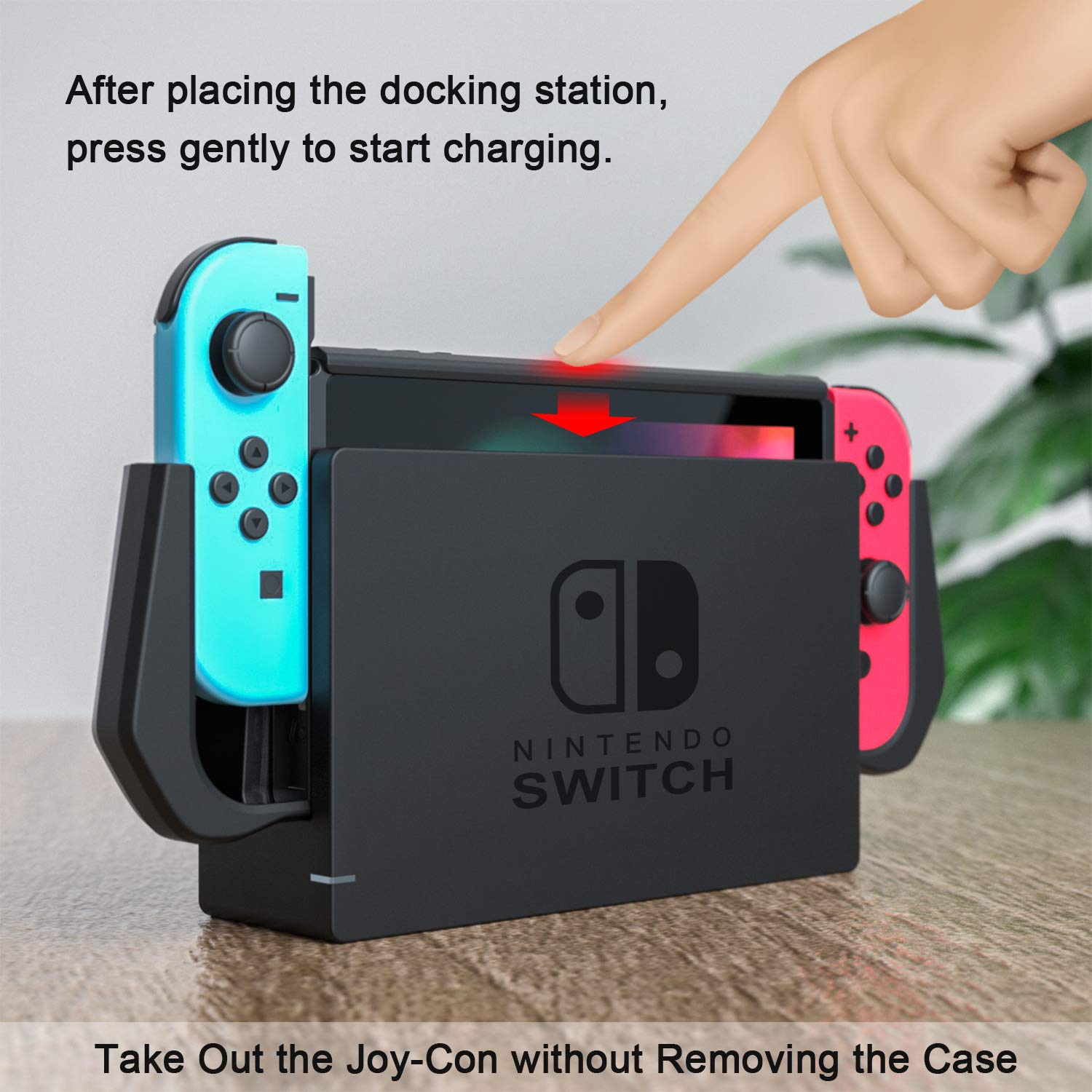 pzoz Dockable Case for Nintendo Switch, Ergonomic TPU Grip and PC Protective Cover Ultra-Thin Case Compatible with Nintendo Switch Console and Joy-Con Controller (Black)