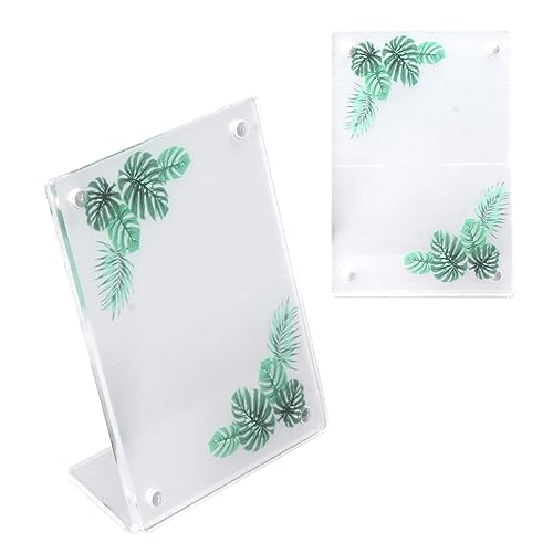 Shanrya Desktop Picture Frame, Picture Frame Stable Placement Personalized Clear Acrylic Simple Cleaning for Home (Monstera Leaves)