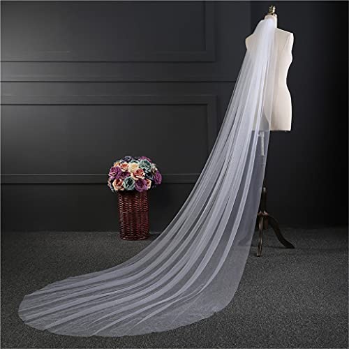 XBWEI Bridal Veil with Comb, Fashionable Bridal Wedding Accessories, 1 Layer, White, Single, with Comb (Color : D, Size : 500 Centimeters)
