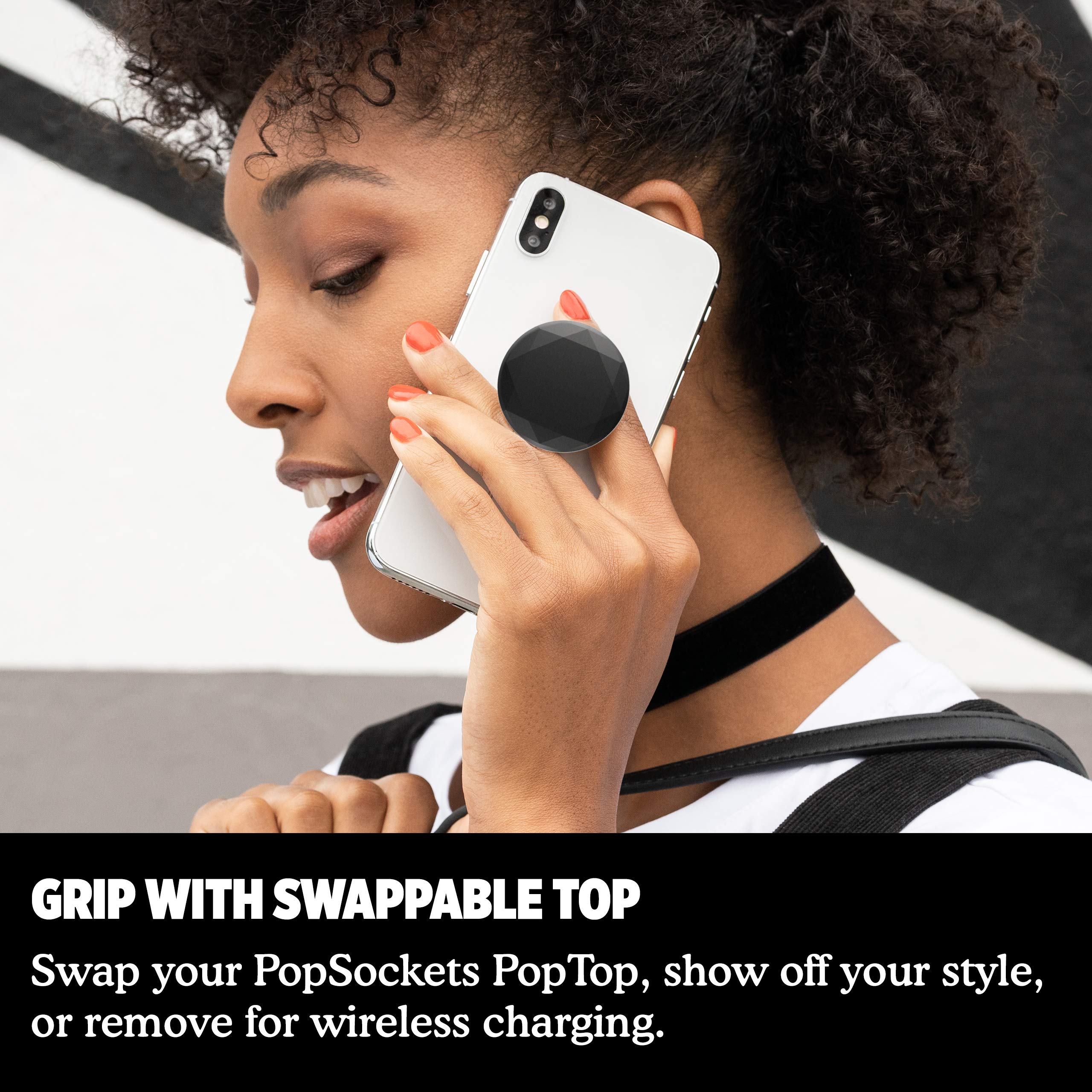 ​​​​PopSockets: Phone Grip with Expanding Kickstand, Pop Socket for Phone - Metallic Diamond Black