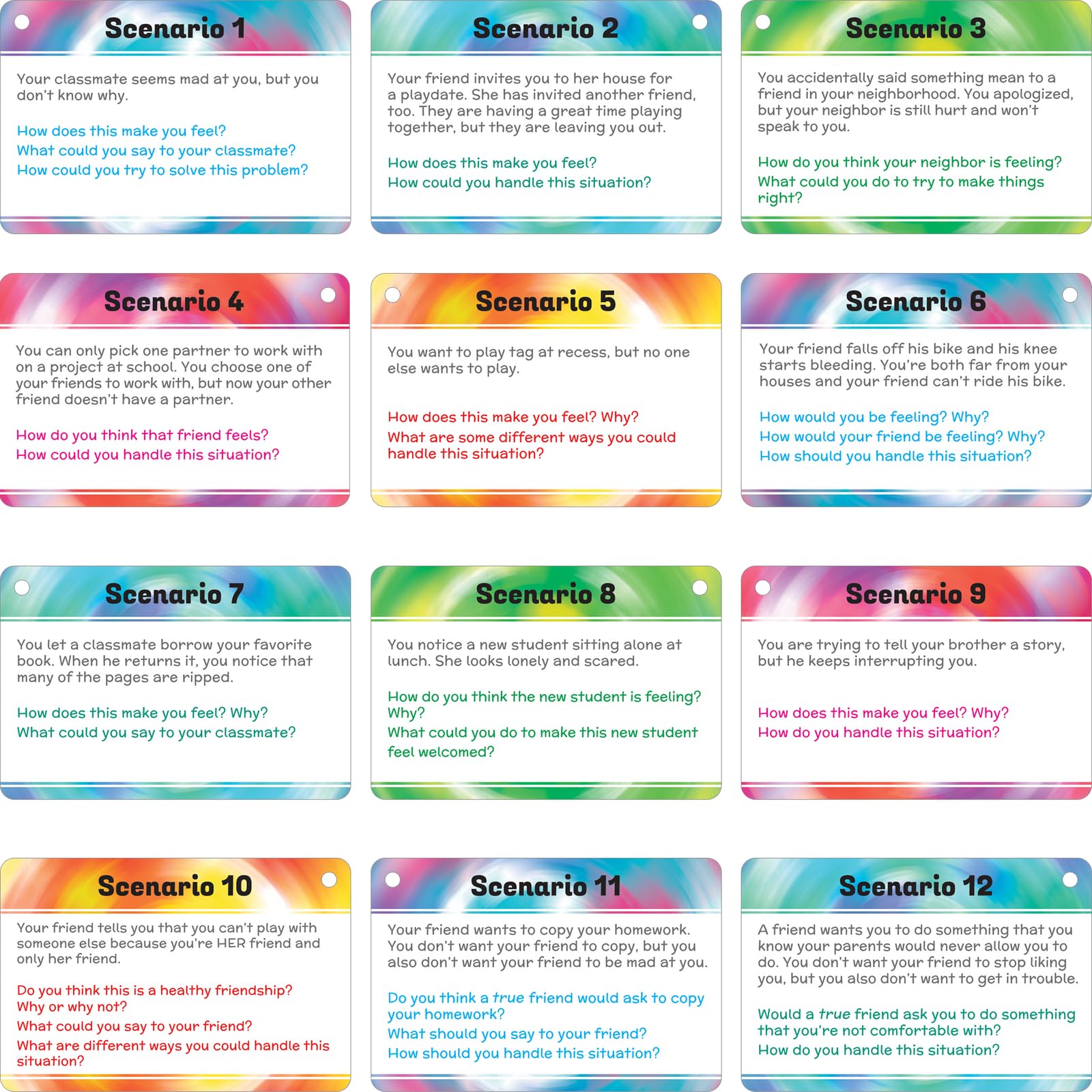 Really Good Stuff Social Skills Discussion Cards - Set of 20 Conversation Cards for Kids - Social Emotional Learning Activities for Understanding Social Rules and Developing Essential Social Skills