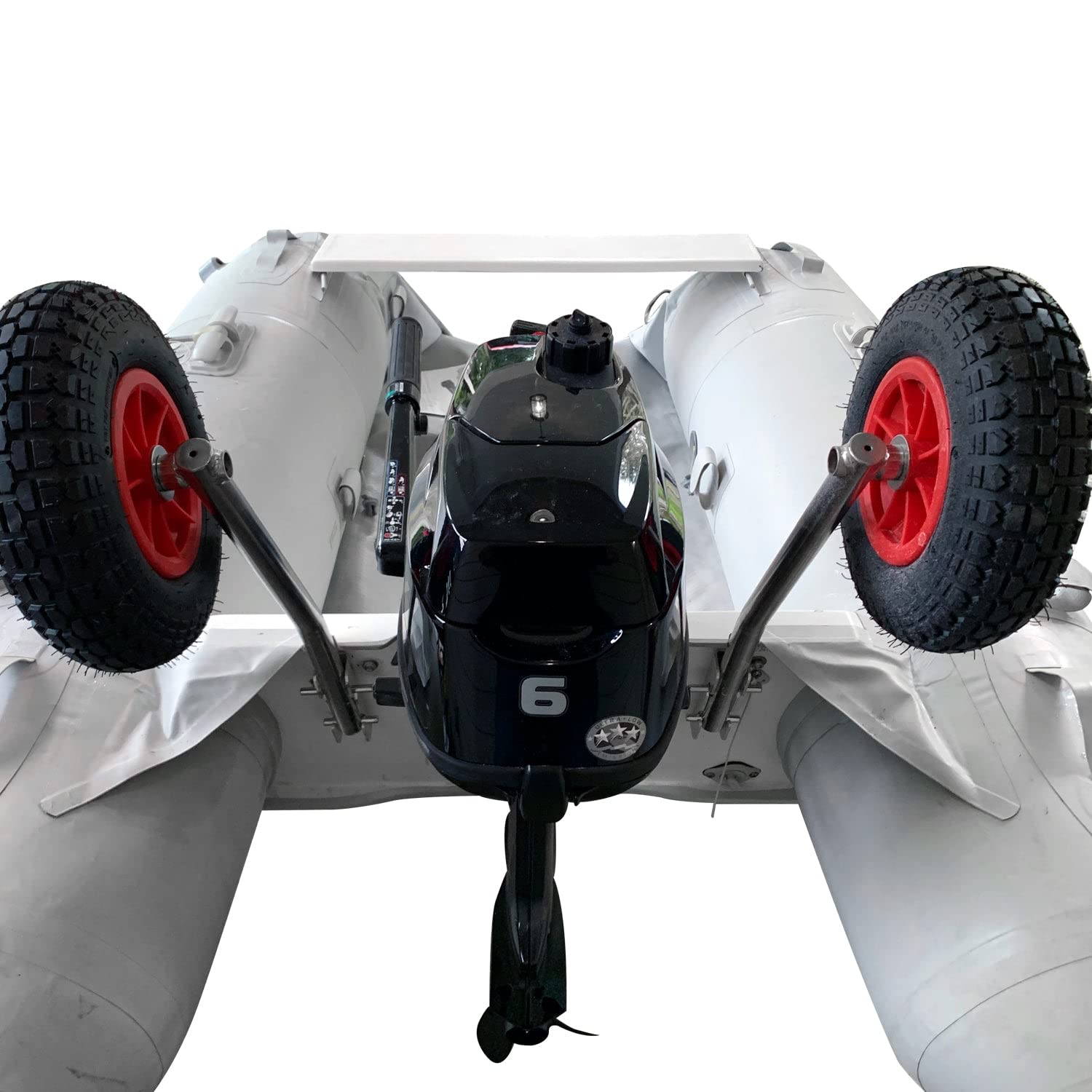 Seamax Stainless Steel Transom Launching Dolly with 12 Inches Wheels for Inflatable Boat and Aluminum Boat