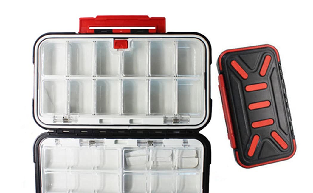 Toasis Fishing Tackle Accessory Box Small Fishing Hooks Weights Sinkers Swivel Storage Container (Black & Orange-2pcs)