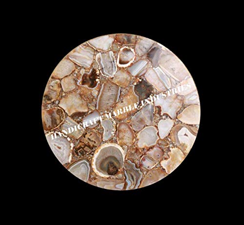 Wild Agate Table Top, Agate Round Table Top, Brown Agate Table, Natural Brown iAgate Table Top, Agate Side Table Top 18" x 18" Inch, Piece Of Conversation, Family Heir Loom