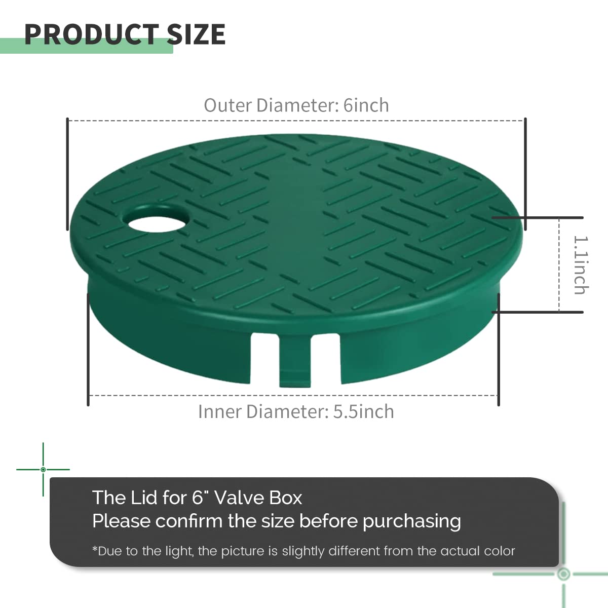zhuomingjia 2 Pack ID 5.5" OD 6" Round Valve Box Cover Lid Replacement for Circular Sprinkler System Irrigation Control Valve (Green 2pack)