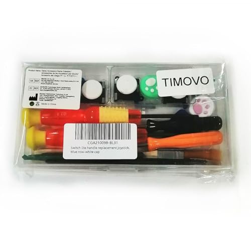TiMOVO 4 Pack White Joycon Joystick Replacement, 3D Analog Thumb Sticks for Nintendo Switch OLED 2021/ Switch/Switch Lite Joycon, 24 in 1 Repair Tool Kit with Thumb Grip Caps, Pry Tool, Screwdrivers
