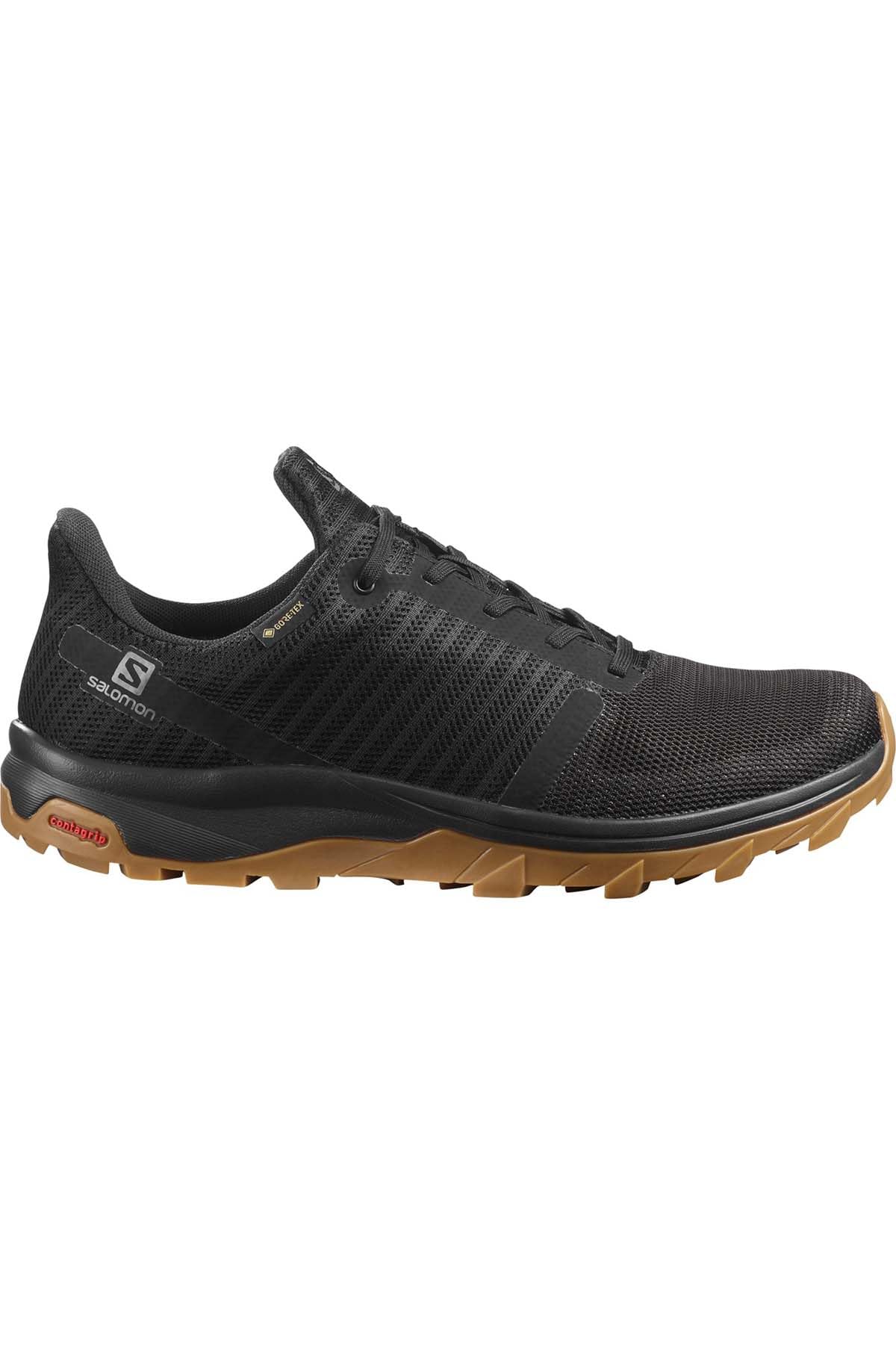 Salomon Outbound Prism Gore-TEX Hiking Boots for Men, Black/Black/Gum1a, 10.5