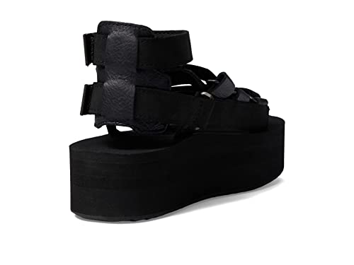Teva Women's Flatform Mevia Leather Sandal, Black, 8
