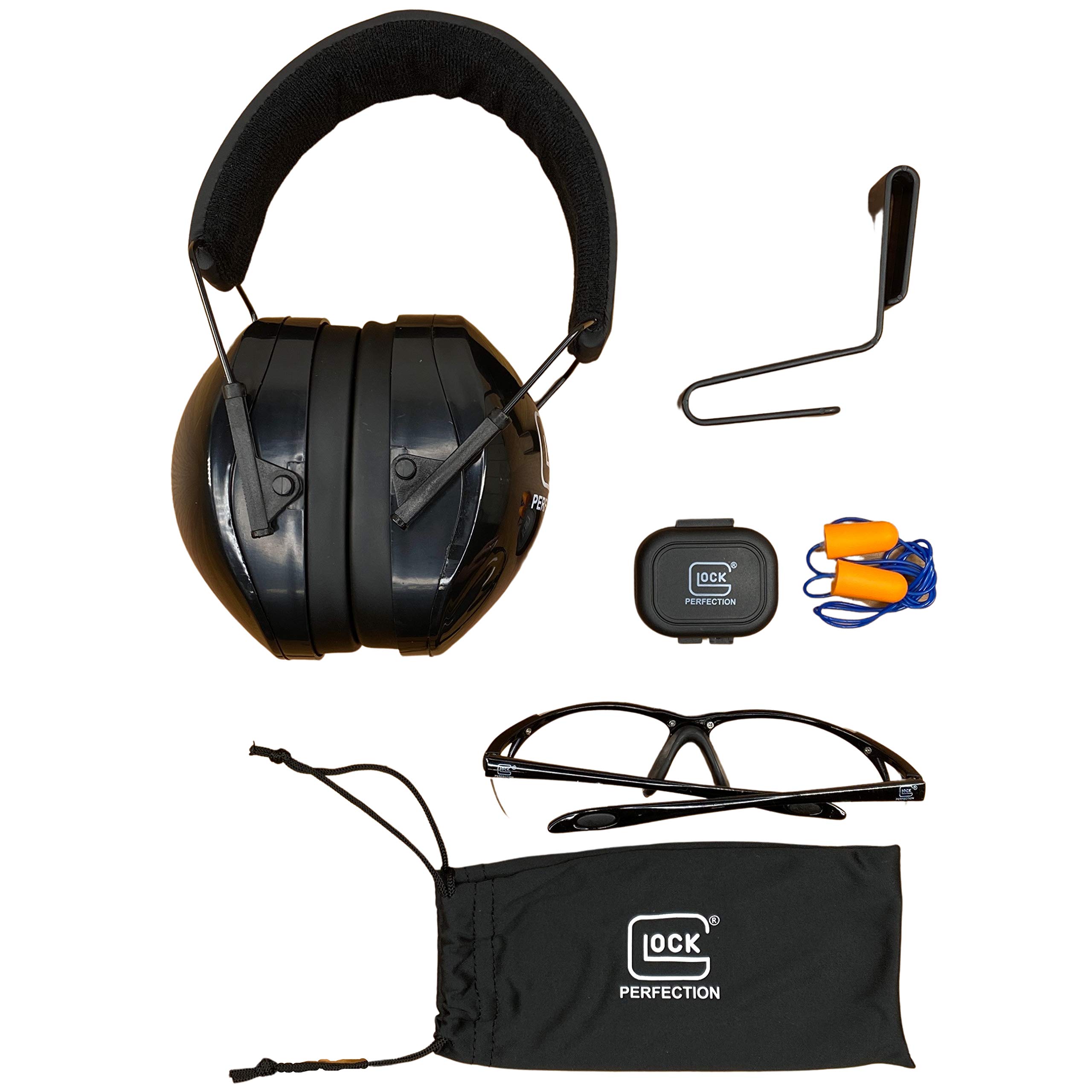Official GLOCK Range Kit Earmuff Hearing Protectors & Protective Glasses & Earplugs w/ Case
