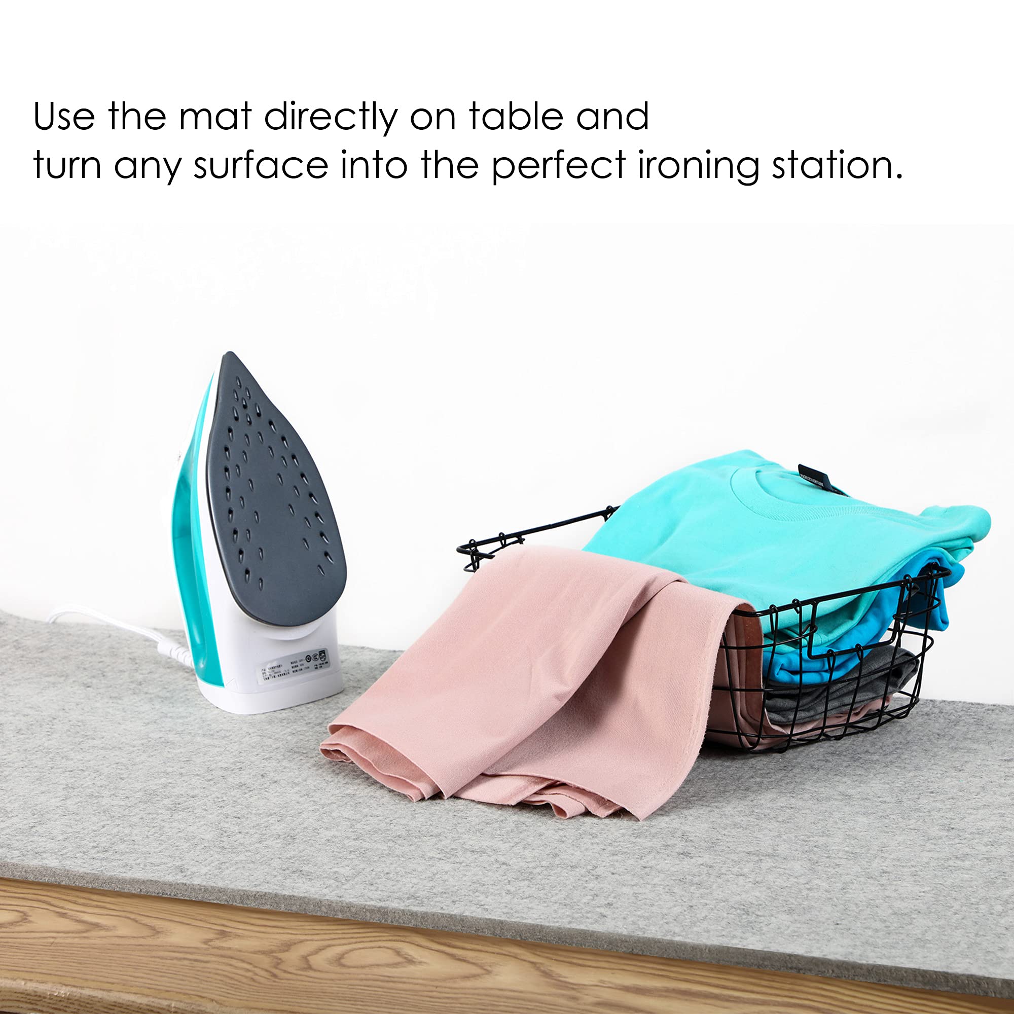 OHOCO Wool Pressing Mat for Quilting - 17" x 24" Extra Large Felt Ironing Pad 1/2" Thick, 100% New Zealand Wool for Ironing, Sewing, Cutting on Ironing Board, Tabletop, Dryer, Countertop