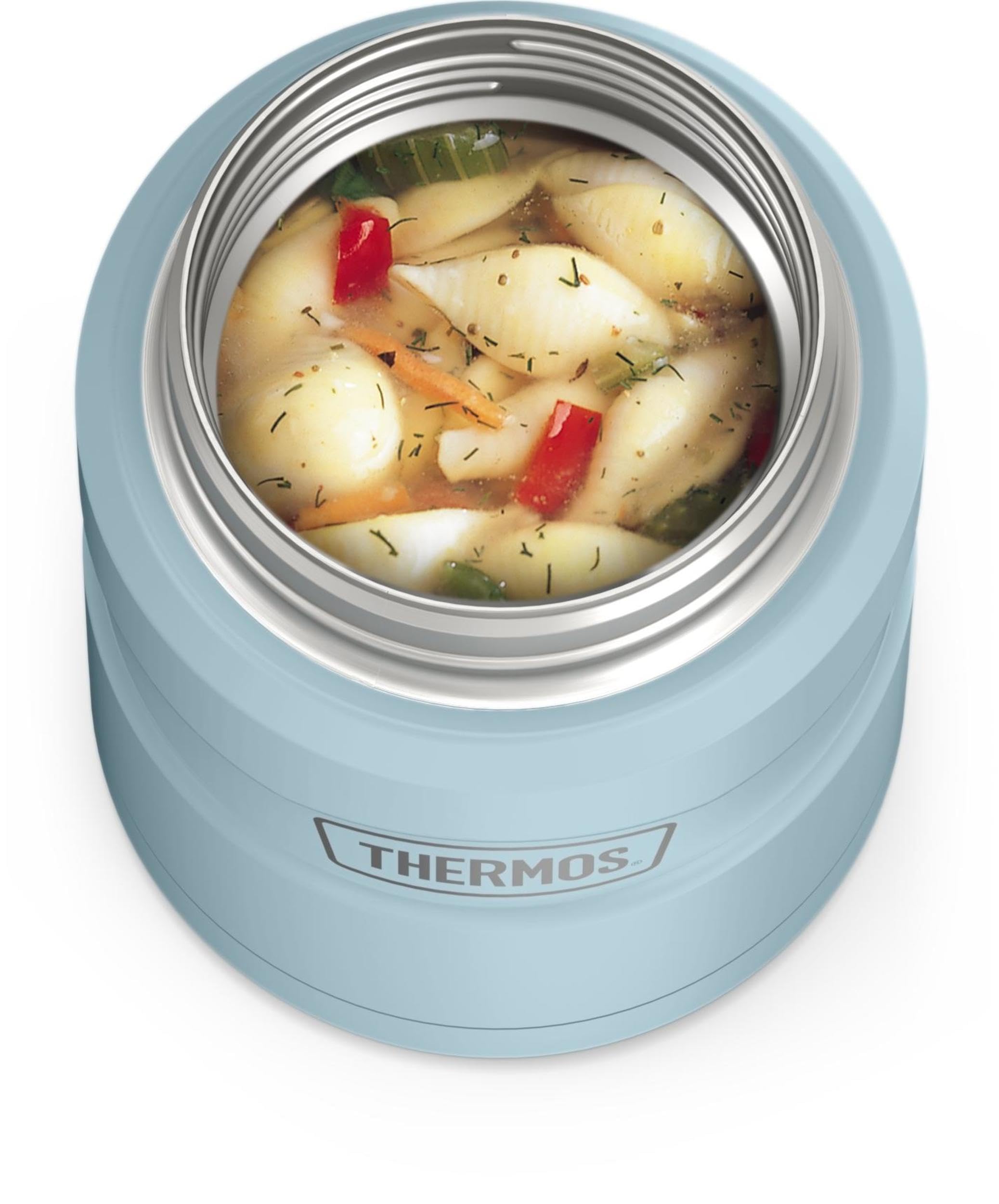 THERMOS Stainless King Vacuum-Insulated Food Jar with Spoon, 16 Ounce, Matte Powder Blue