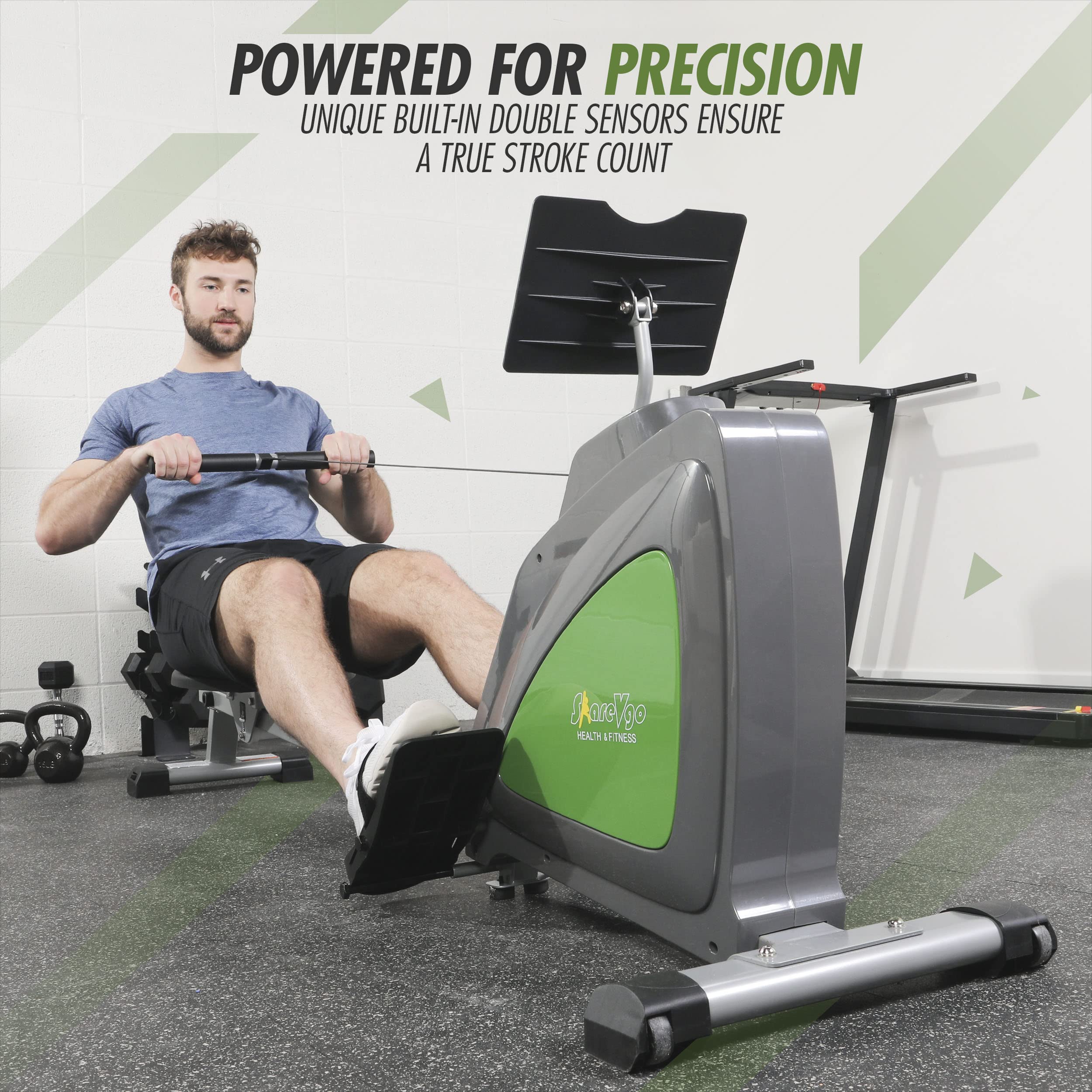 ShareVgo Smart Rower Folding Magnetic Rowing Machine with Free APP for Indoor Full Body Workout Log and Performance Track, Bluetooth LCD Monitor & Tablet Holder, Max Weight 300 lbs Ergometer - SRM1000