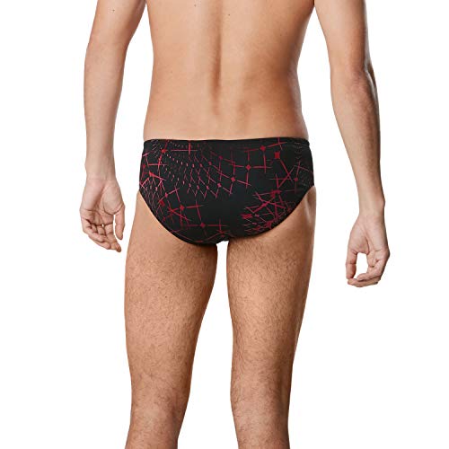 Speedo Men's Standard Swimsuit Brief Endurance+ Printed Team Colors, Galactic Maroon, 28