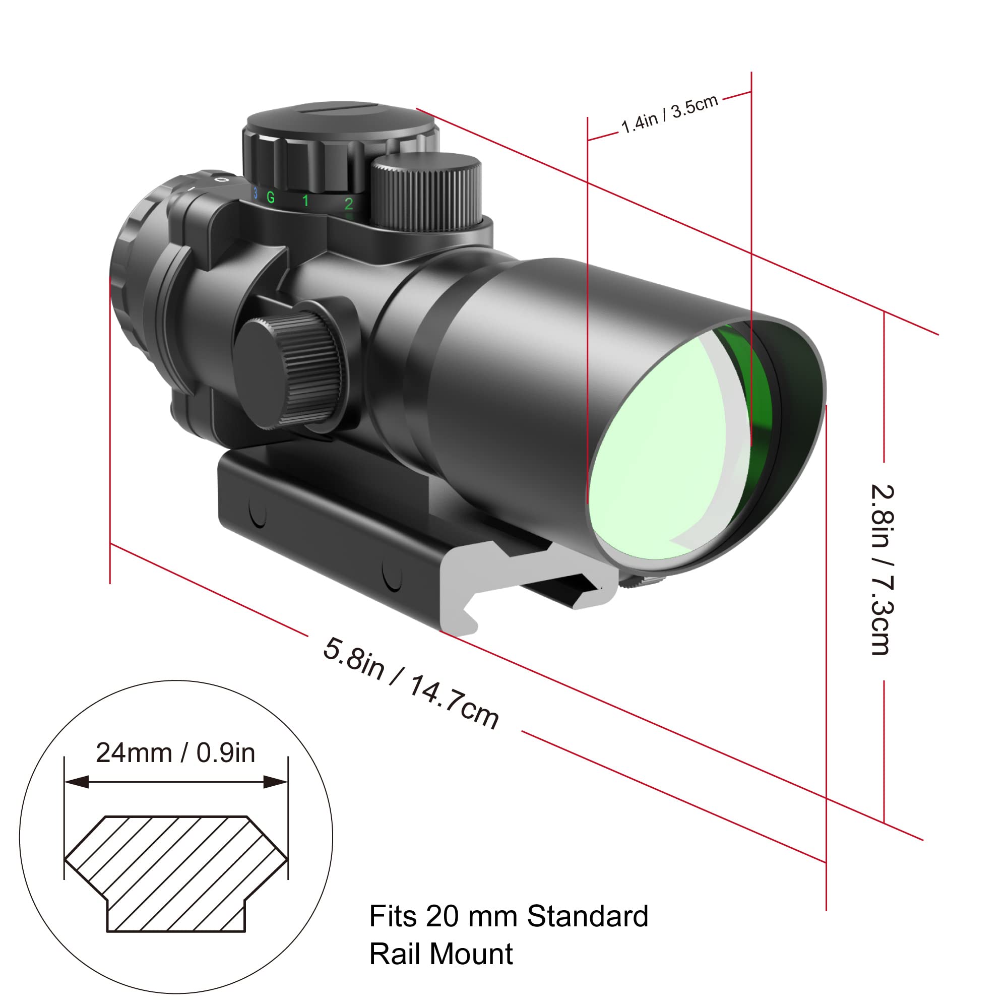 VICTOPTICS 4x32 Tactical Rifle Prism Scope, Red Green Blue Illumination, Fully Multi-Coated, Etched Chevron Reticle Hunting Guns Scope, 1/2 MOA Adjust, Build-in Picatinny Mount