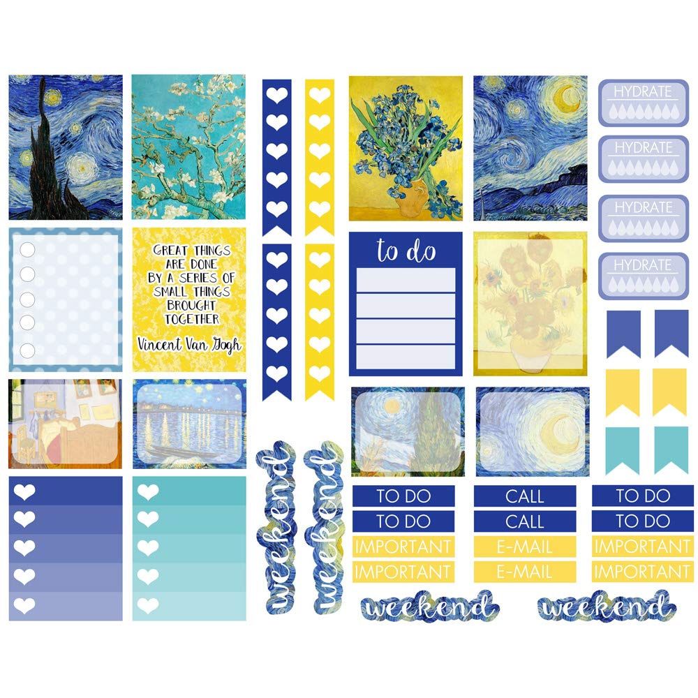 Seasonstorm Van Gogh Painting Style Precut Waterproof Decoration Album Planner Stickers Scrapbooking Diary Sticky Paper Flakes (PK413)