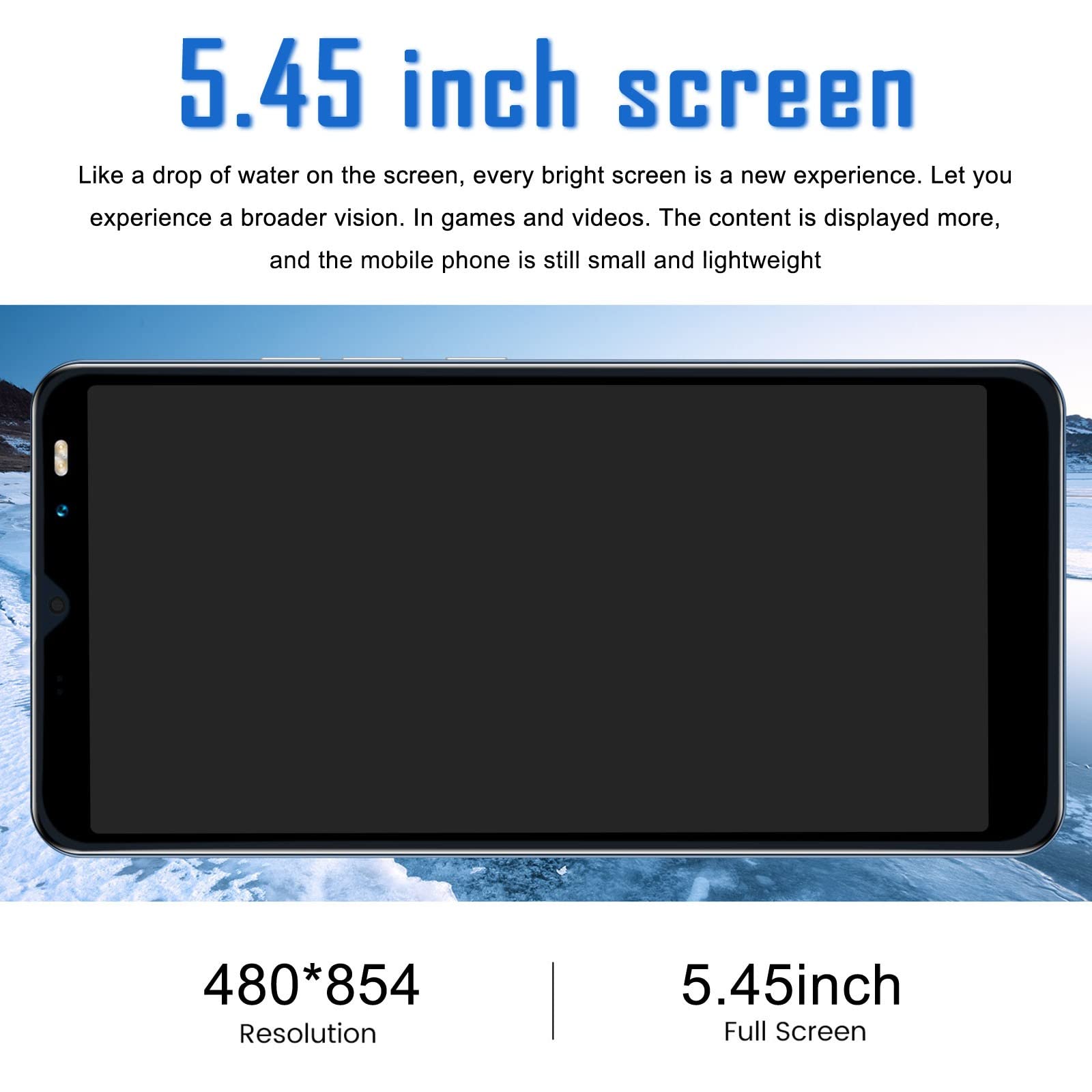 Smartphone, Rino9 Pro Android 4.4.2, 512MB 4GB Dual SIM Phone Finger Face ID 2200mAh 5.45 Inch Celular, 0.3MP front HD camera, 2MP rear Camera, Gift for Friends Family (black)