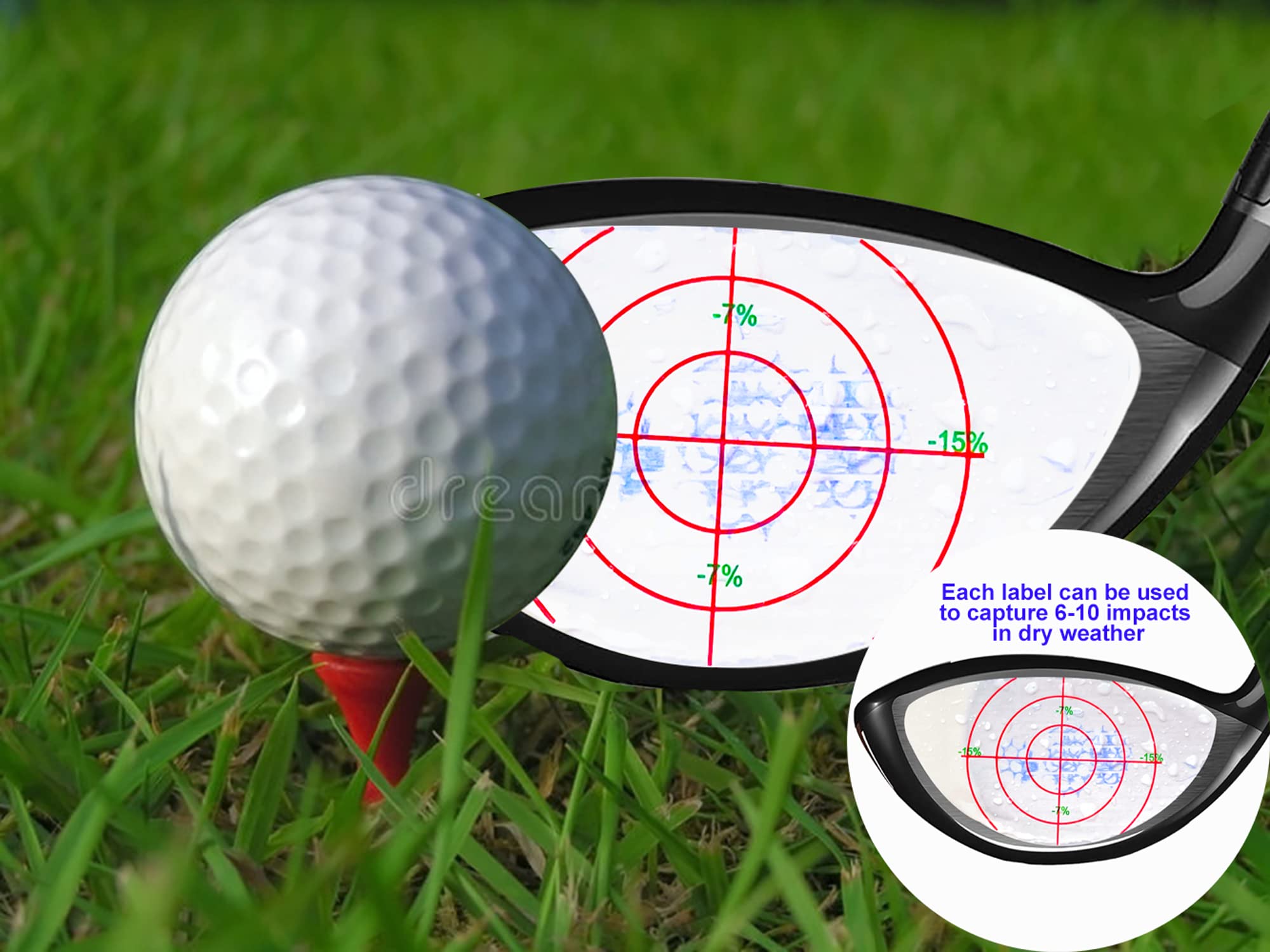 TINGYI Golf Club Driver Impact Tape Labels Ball Hitting Recorder 120 Pcs Golf Impact Stickers for Swing Training Irons, Woods and Putter, Club Face Stickers Training Aids for Golf Swing Practice