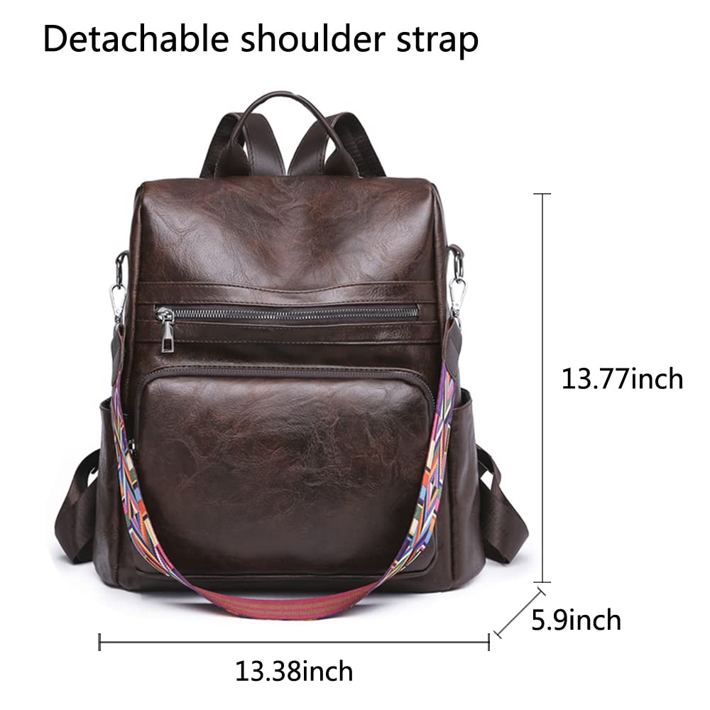 XIA WEI SI Women's Fashion Backpack Purse Multipurpose Design PU Leather Travel Bag Anti-theft Shoulder Bag and Handbag (Coffee)