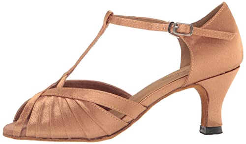 Very Fine Womens Dance Shoe Gabriella Bachata Swing Salsa Latin Ballroom Brown Satin 2.5" Heel 4.5 US