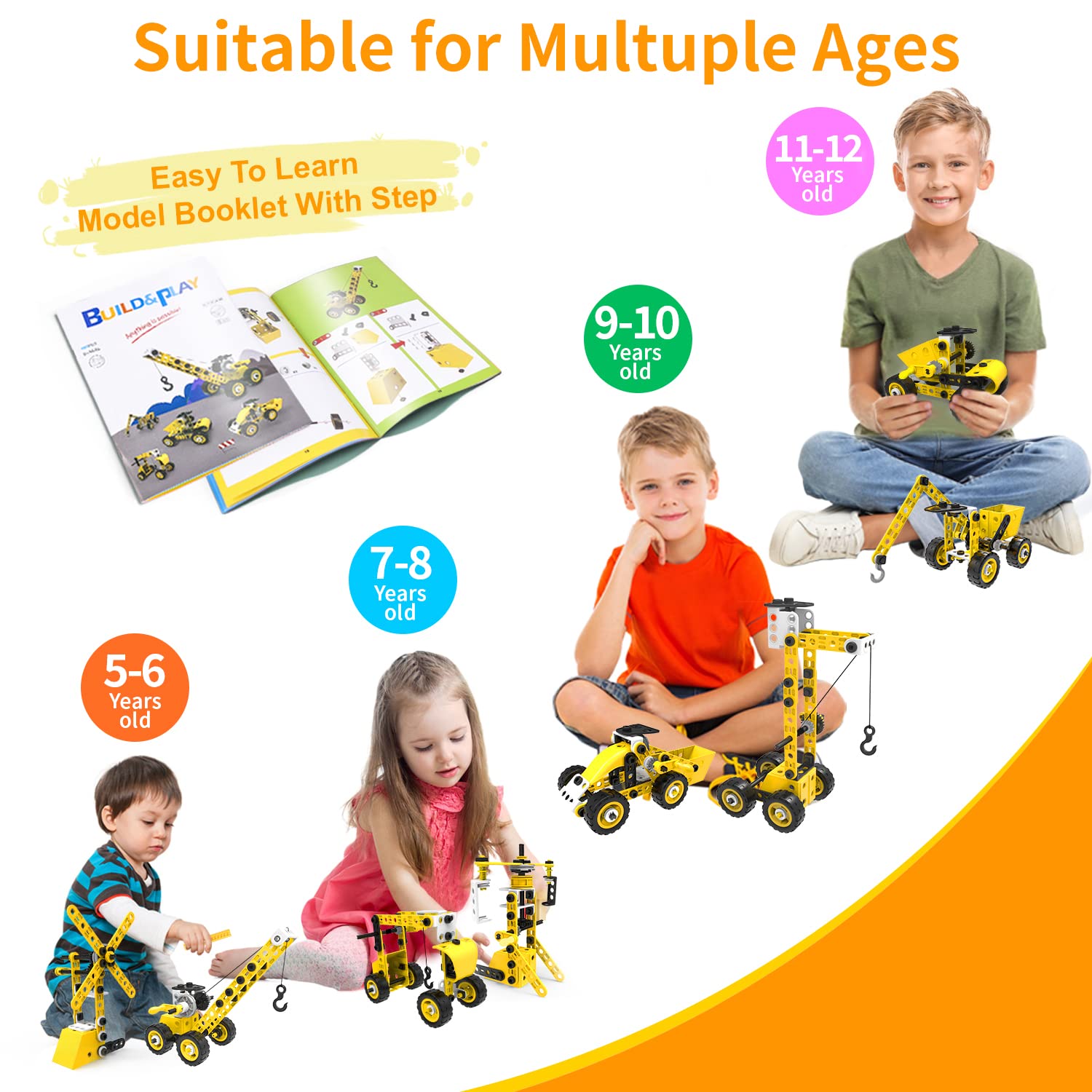 WINGIFT 100 Piece STEM Building Blocks Toys - 8 in 1 Educational Construction Engineering Set DIY Learning Kit for Ages 5 6 7 8 9 10+ Year Old Boy Girl,Best Kids Gift for Creative Game Fun Activity