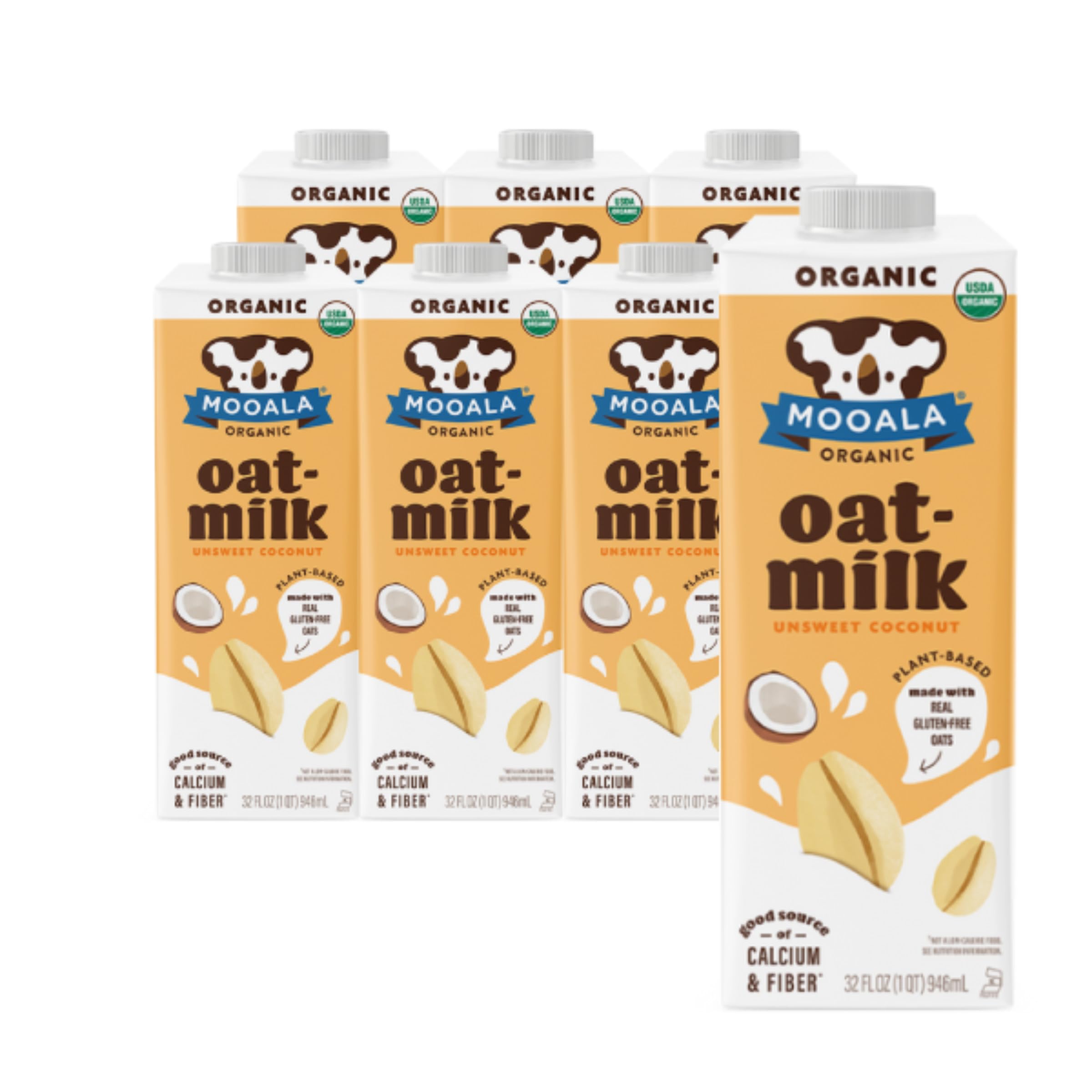 Mooala - Organic Coconut Oatmilk, Unsweetened 32oz (Pack of 6) - Shelf-Stable, Non-Dairy, Gluten-Free, Vegan & Plant-Based Beverage with No Added Sugar