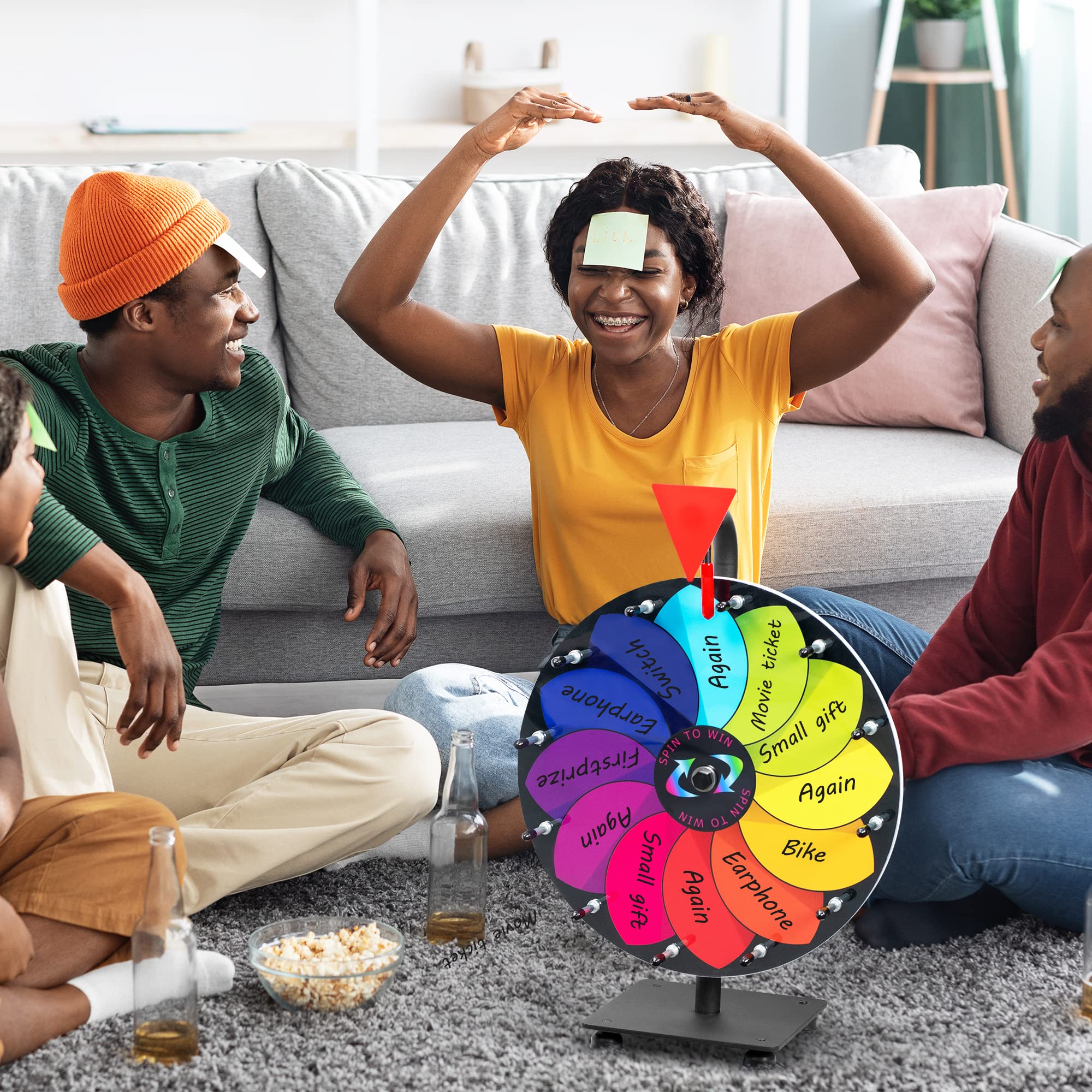 XvmeiMym 12 inches Spinning Prize Wheel, 12 Slots Tabletop Spinner - Heavy Duty Base Roulette Wheel for Carnival, Trade Show, Win Fortune Spin Games