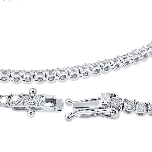 P3 POMPEII3 3ct. Diamond 18K White Gold Round Cut Tennis Bracelet 7"
