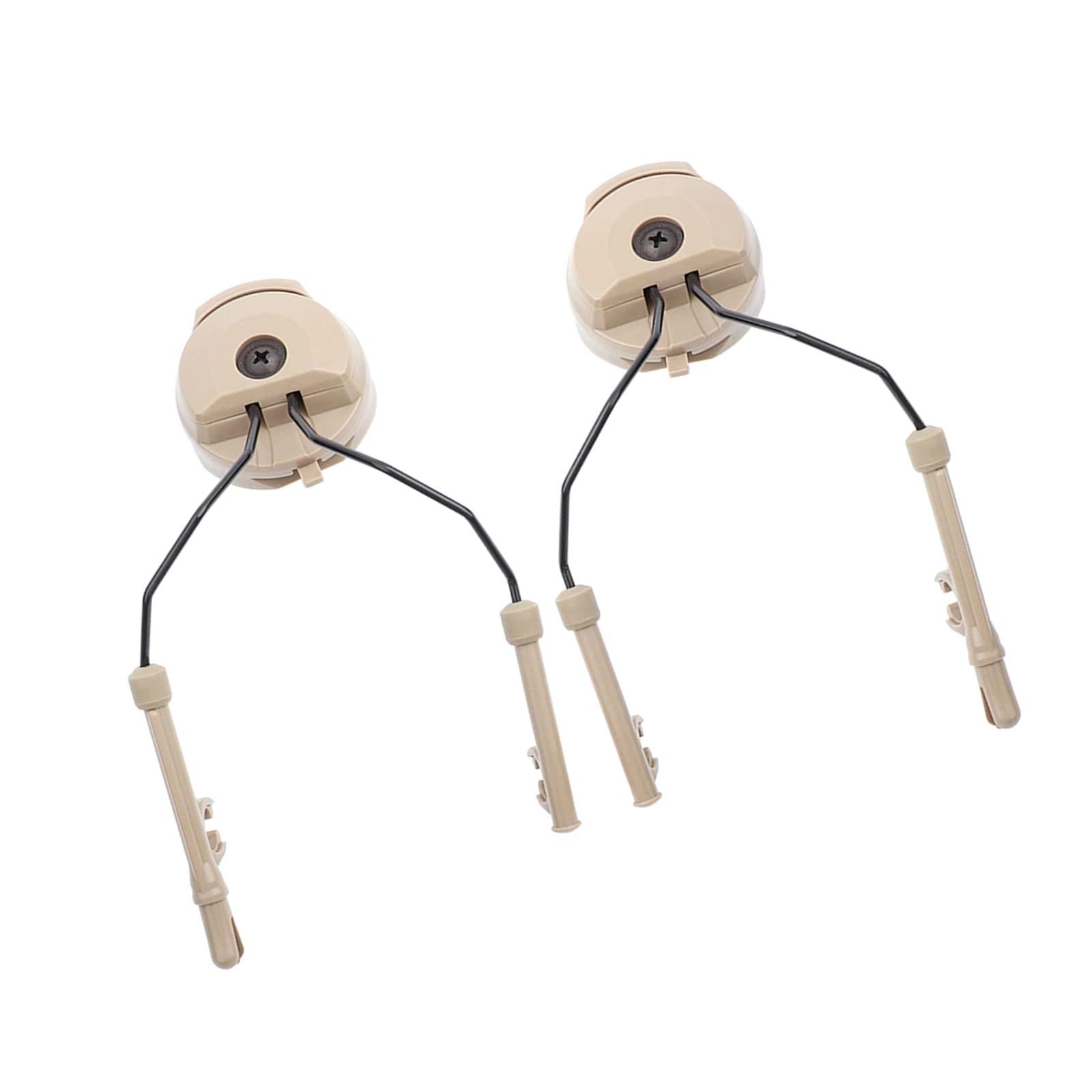 Xbgozly 1Pair Headset Helmet Adapter, Headphone Adapter Tactical Helmet Headset Rail Adaptor Suspension Headphones Bracket Hunting Earmuffs Support Left & Right Side for comtac (Sand color)
