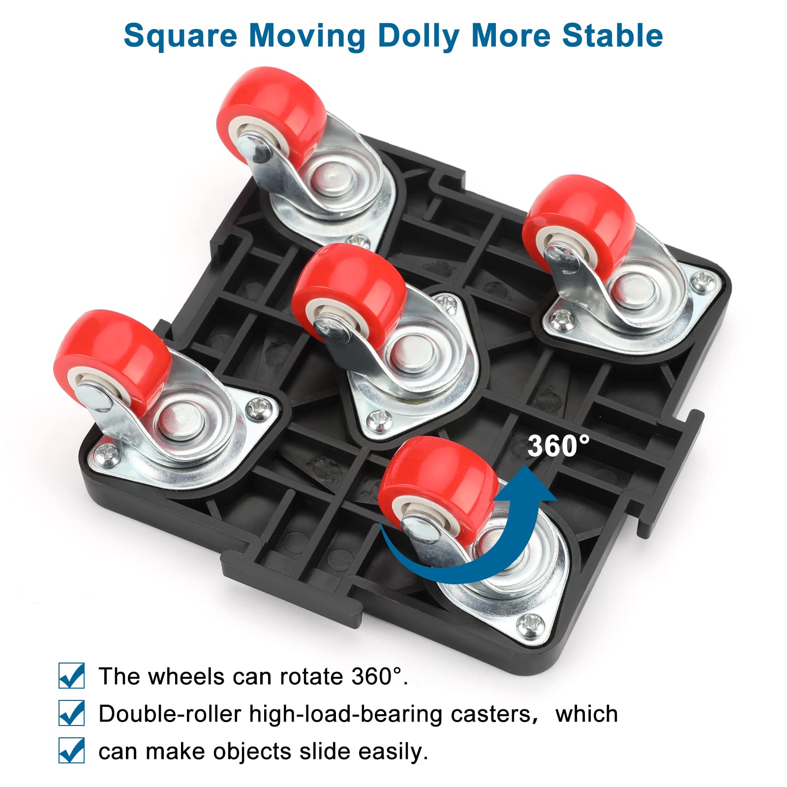 Nellyke Furniture Movers Dolly Furniture Movers with Wheels 4 Wheels Small Flat Dolly, 300 Lbs Capacity, Black