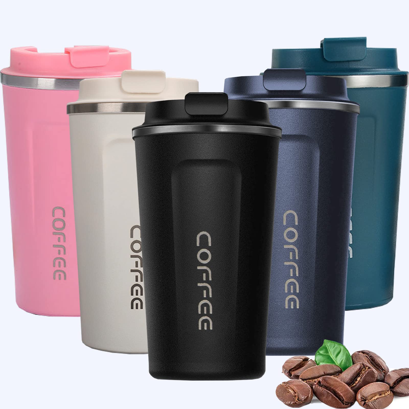 Travel Mug,Insulated Coffee Mug, Travel Mug Spill, Stainless Steel Vacuum Insulated Tumbler, Small Water Bottle with Lid, Double Wall Leak-Proof Thermos Mug for Keep Hot/Ice Coffee,Tea (Black, 380ml)