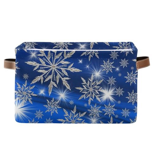 Snowflakes Christmas Storage Basket Bins Foldable Laundry Hamper Toy Storage Bins Box Organizer for Home Boys Girls Office Closet Shelf Nursery Baskets,1 pcs