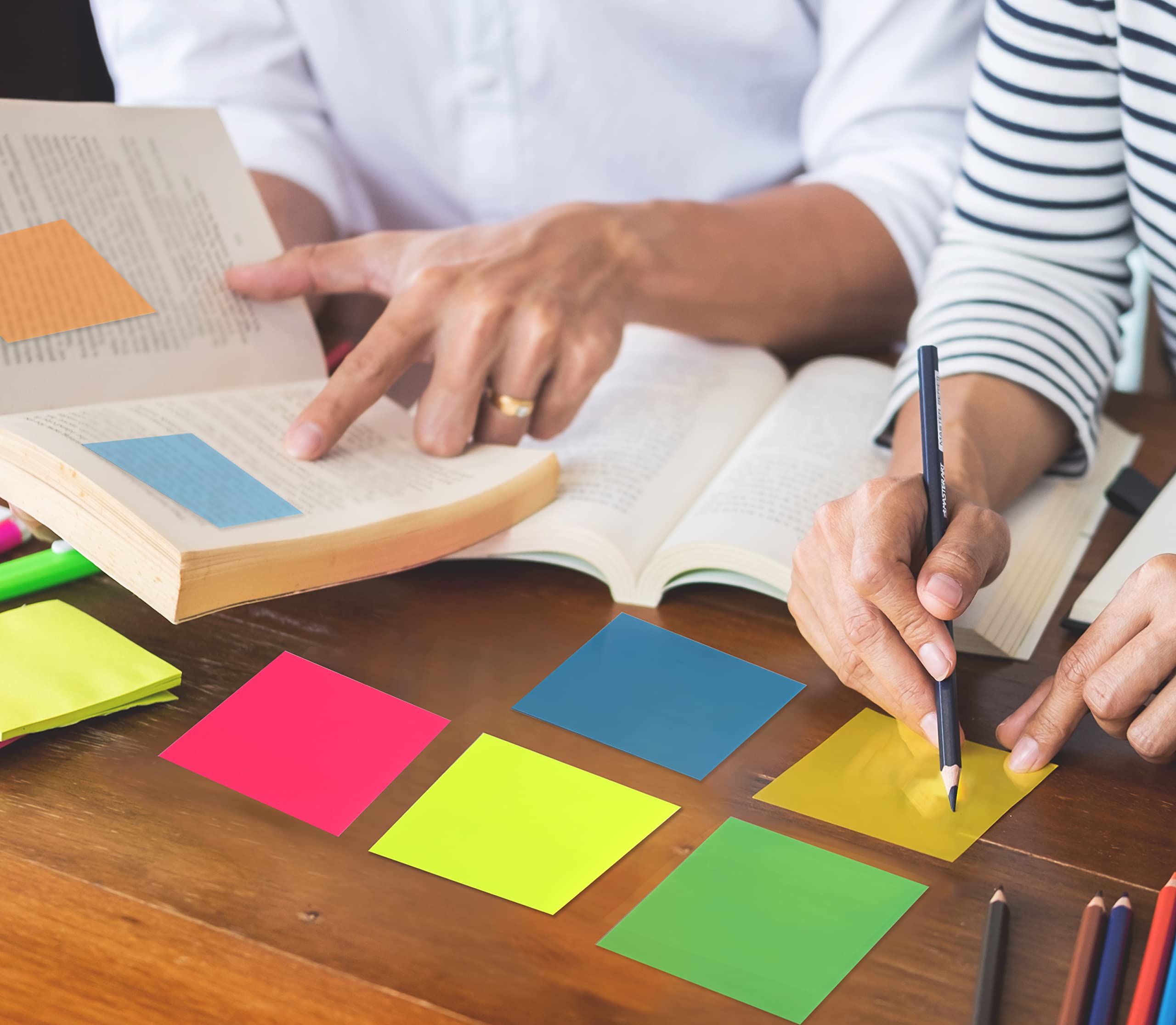 Transparent Sticky Notes - 600 Sheets Clear Sticky Notes Waterproof Small Self-Stick Post It Notes 3 x 3 Inch,Memo Message Reminder Book Annotation Supplies 12 Pads (600, Multicolor)