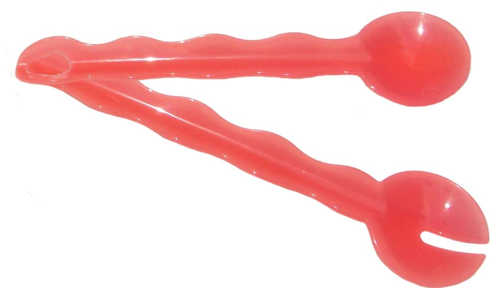 Tupperware Impressions Salad Serving Set Tongs Interlocking Spoons Watermelon Red