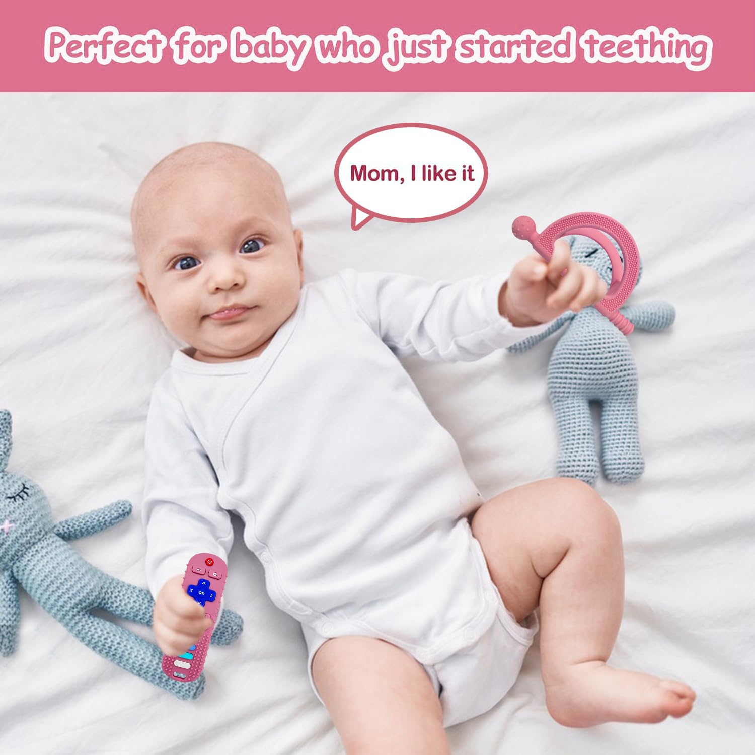 YAPROMO Babay Teething Toys,Reomte Teether Toys, Silicone Chew Toy for Babies 18+ Months, Remote Control Shape Teething Toys, Early Educational Toy BPA Free & Refrigerator Safe (Black03)