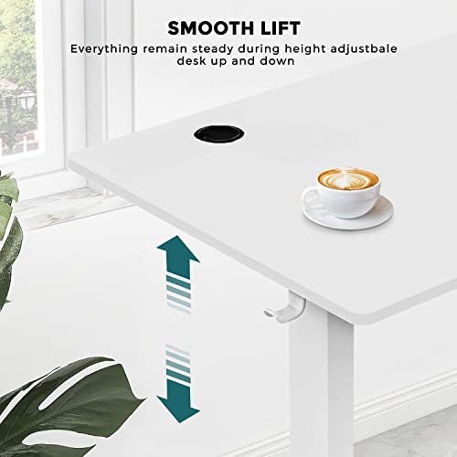 SMUG Standing Desk, 40 x 24 in Electric Height Adjustable Computer Desk for Home Office, Sit Stand up Work Gaming Table with Memory Controller/Headphone Hook, Rising Lift Workstation-White
