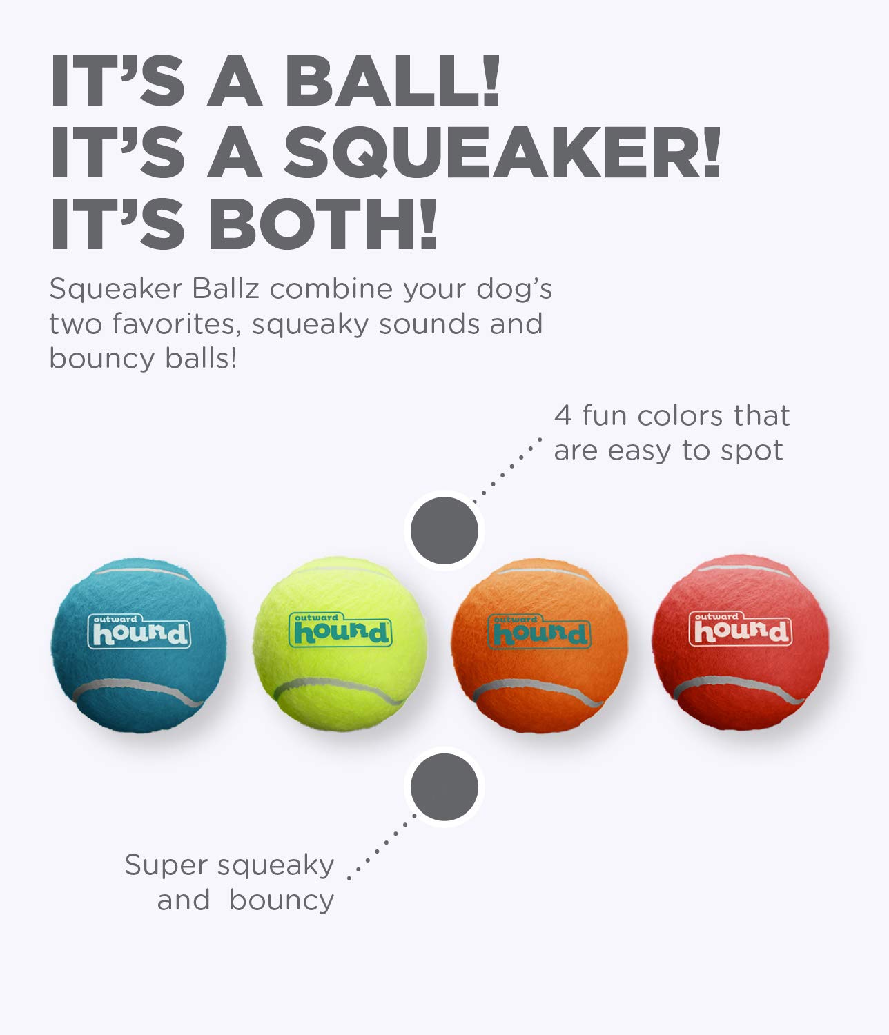Outward Hound Squeaker Ballz Fetch Dog Toy, Small, 8- Pack